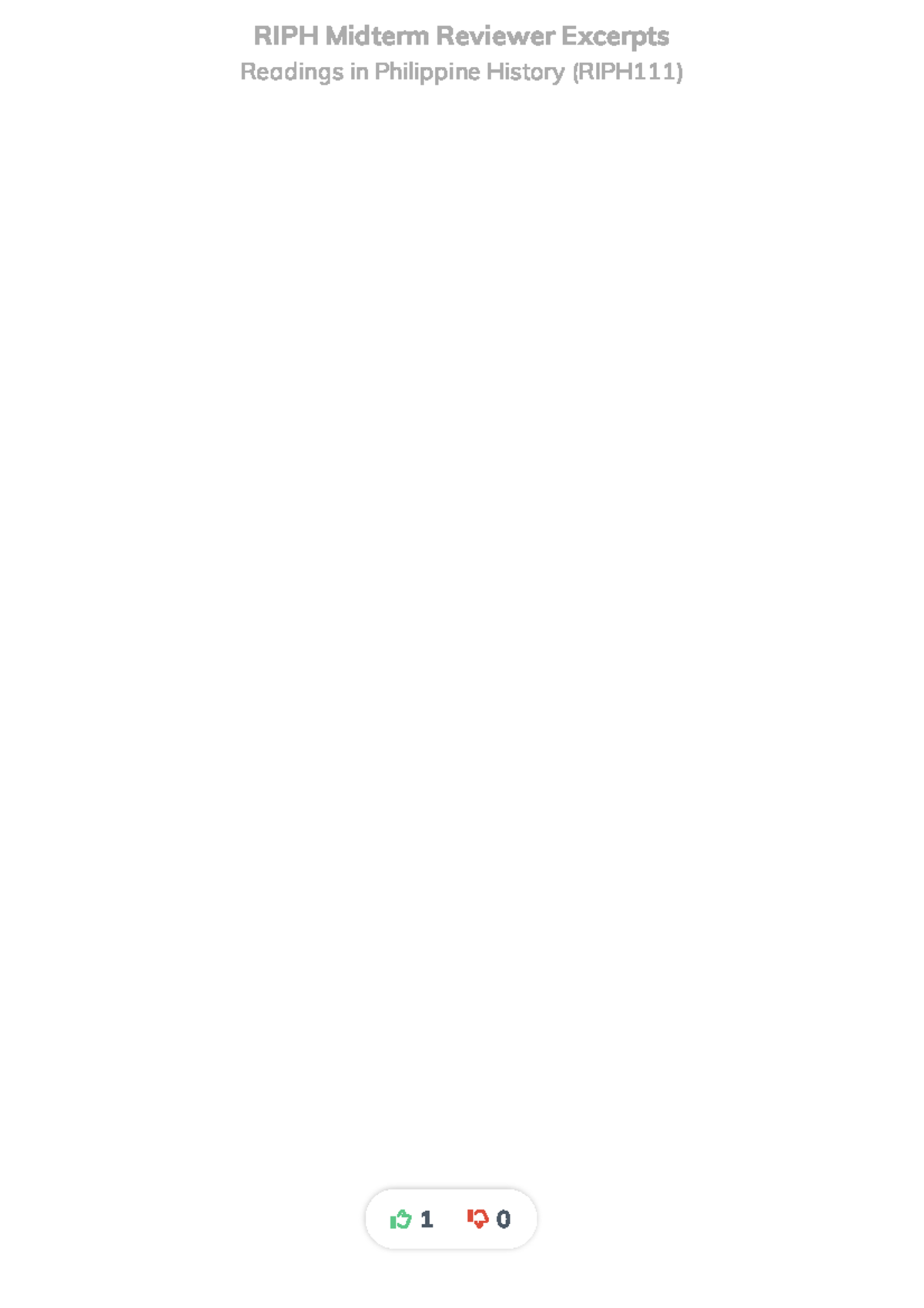 Riph midterm reviewer excerpts - RIPH Midterm Reviewer Excerpts Readings in Philippine History ...