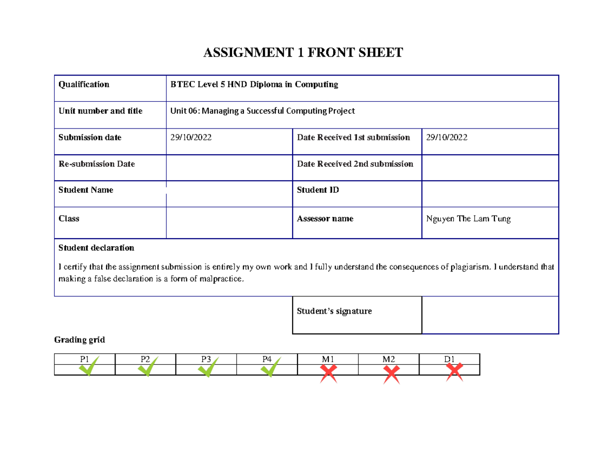 assignment 1 1625 managing a successful computing project - ASSIGNMENT ...