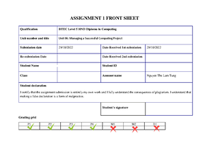 1625 Asm1 - ... - ASSIGNMENT 1 BRIEF Qualification BTEC Level 5 HND Diploma in Computing Unit ...