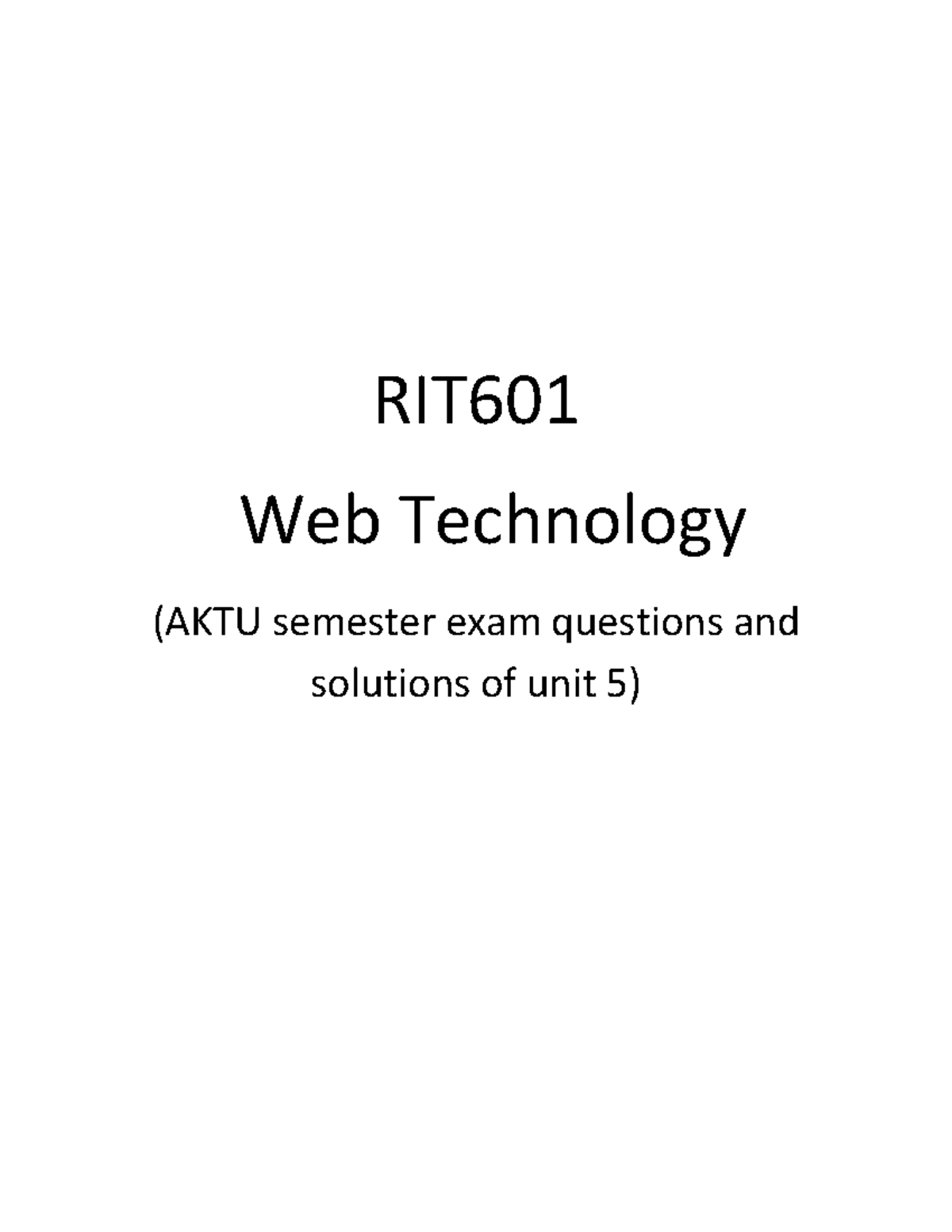 OLD Question solution 1 - Web Technology - RIT Web Technology (AKTU semester exam questions and ...
