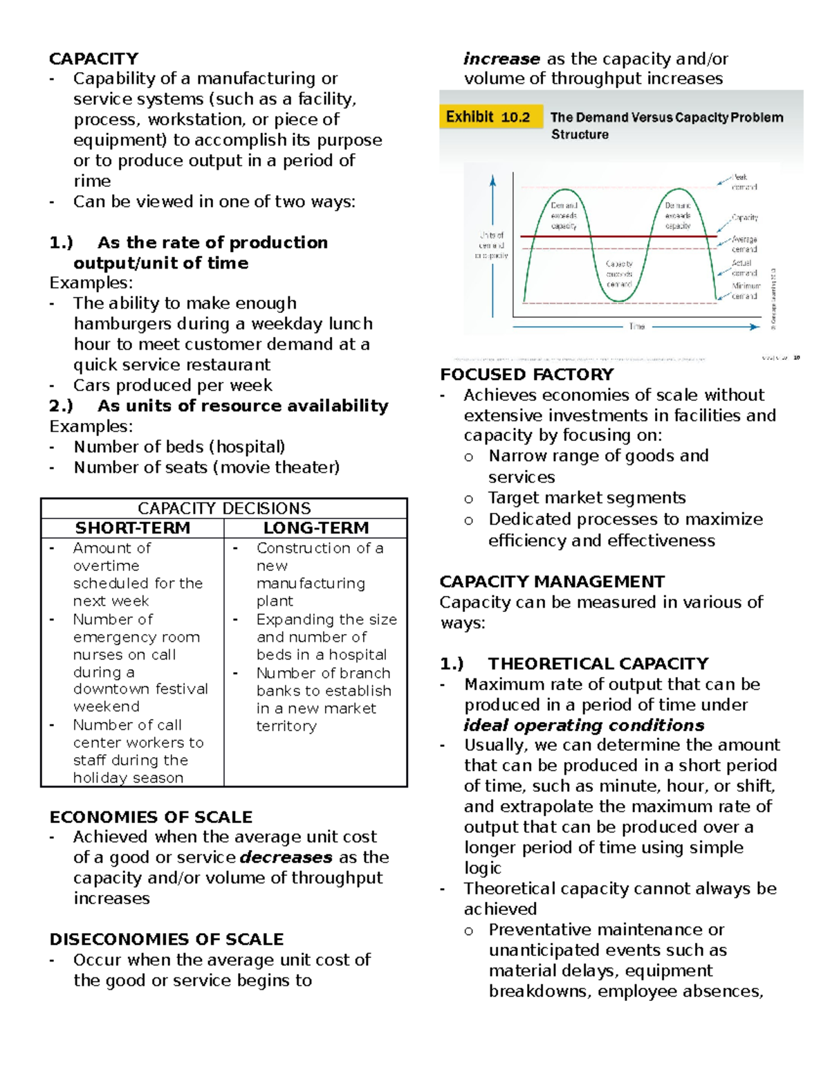 Capacity, Capacity management, Capacity decisions - CAPACITY Capability ...