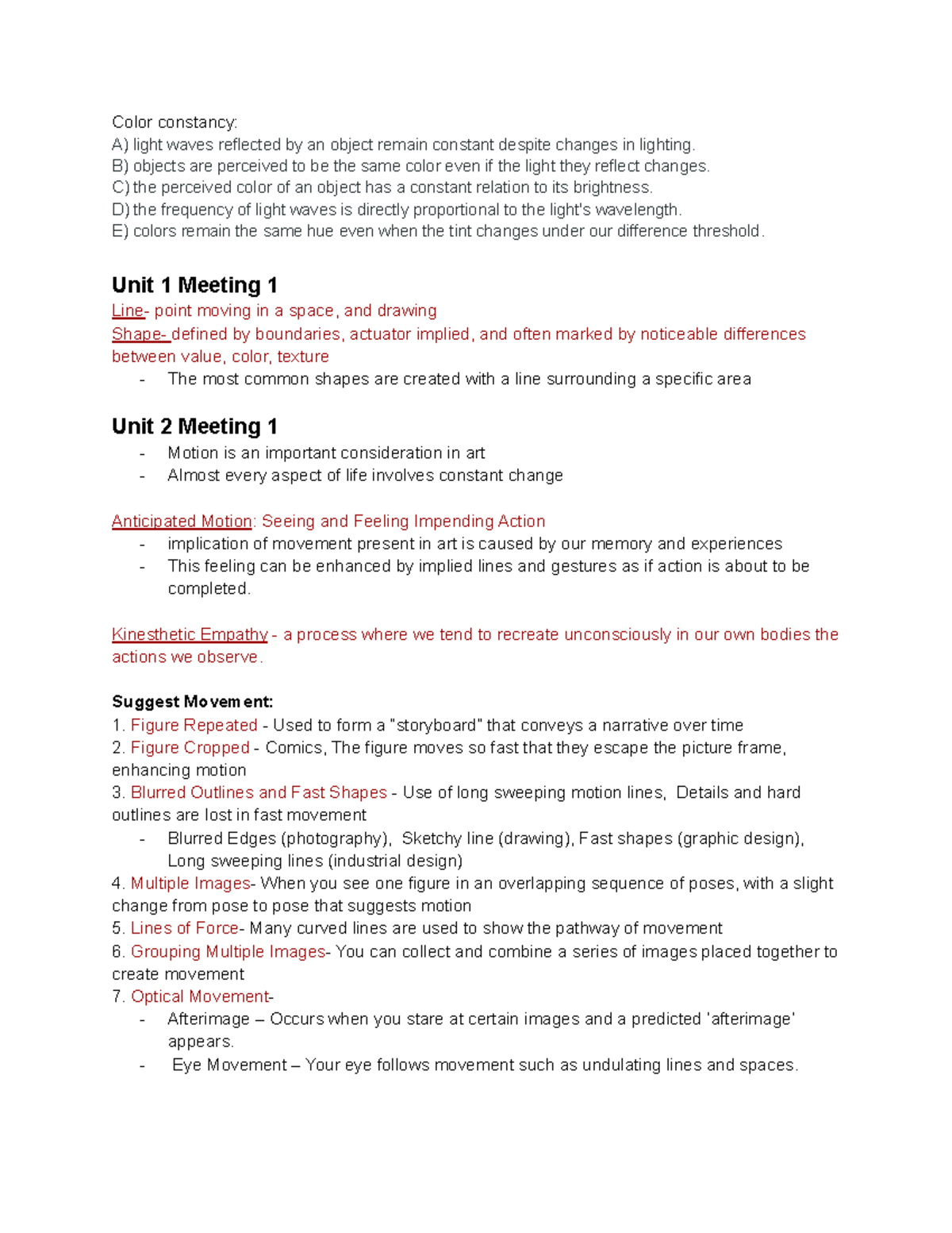 Design 100- Final (All notes) - Color constancy: A) light waves ...
