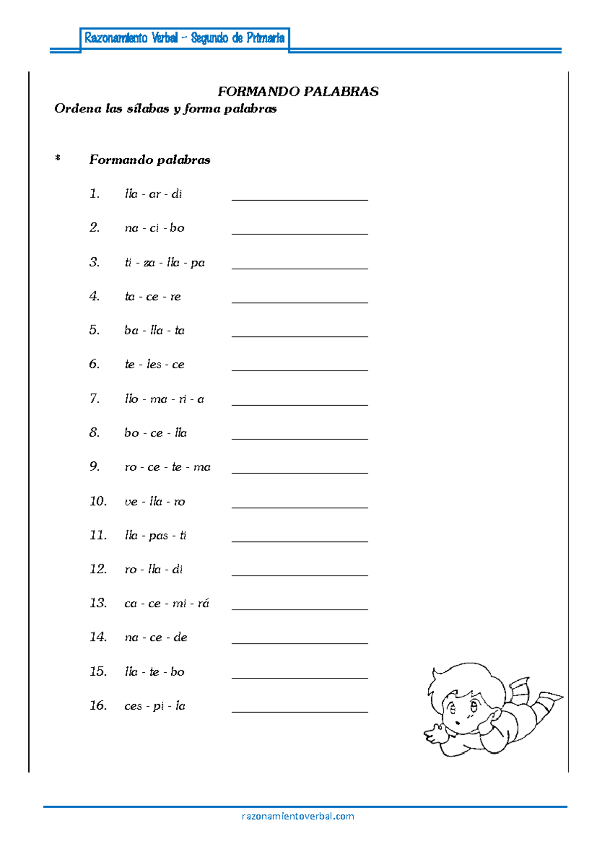 Ordena silabas segundo de primaria - razonamientoverbal FORMANDO ...