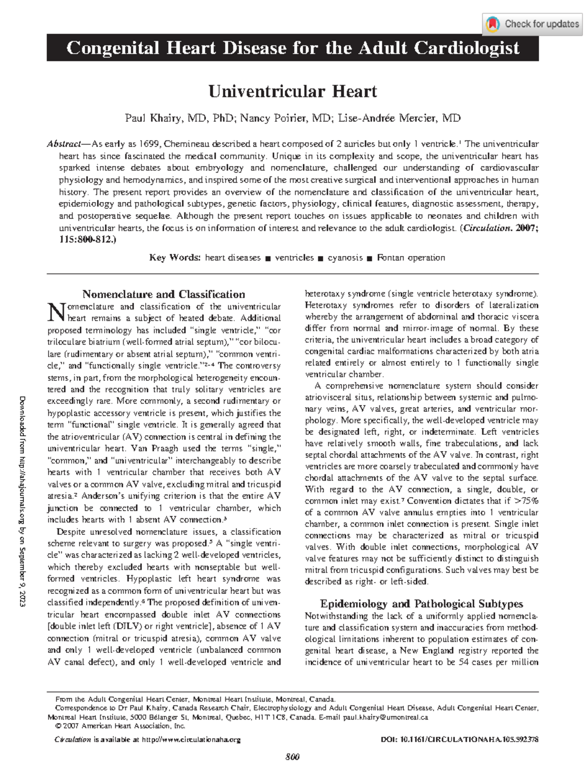 Circulationaha - Article - Univentricular Heart Paul Khairy, MD, PhD ...