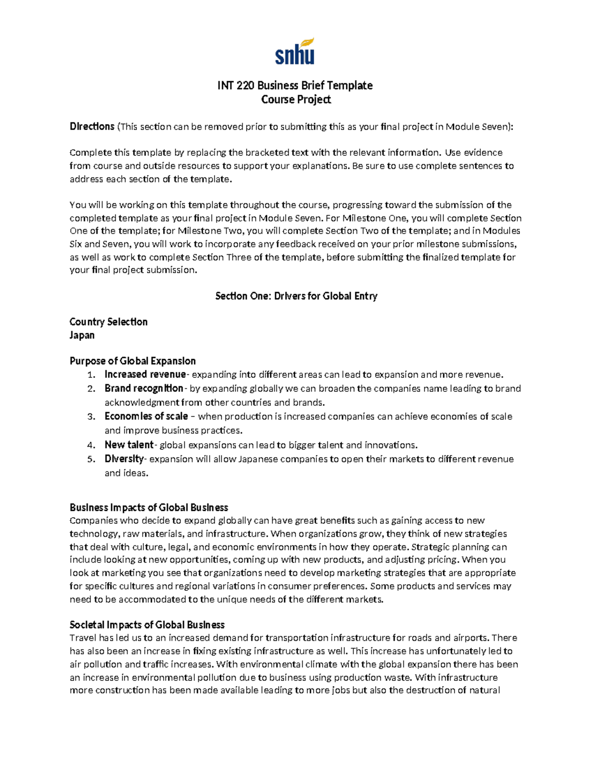 INT 220 Business Brief Template- section 1 - INT 220 Business Brief ...