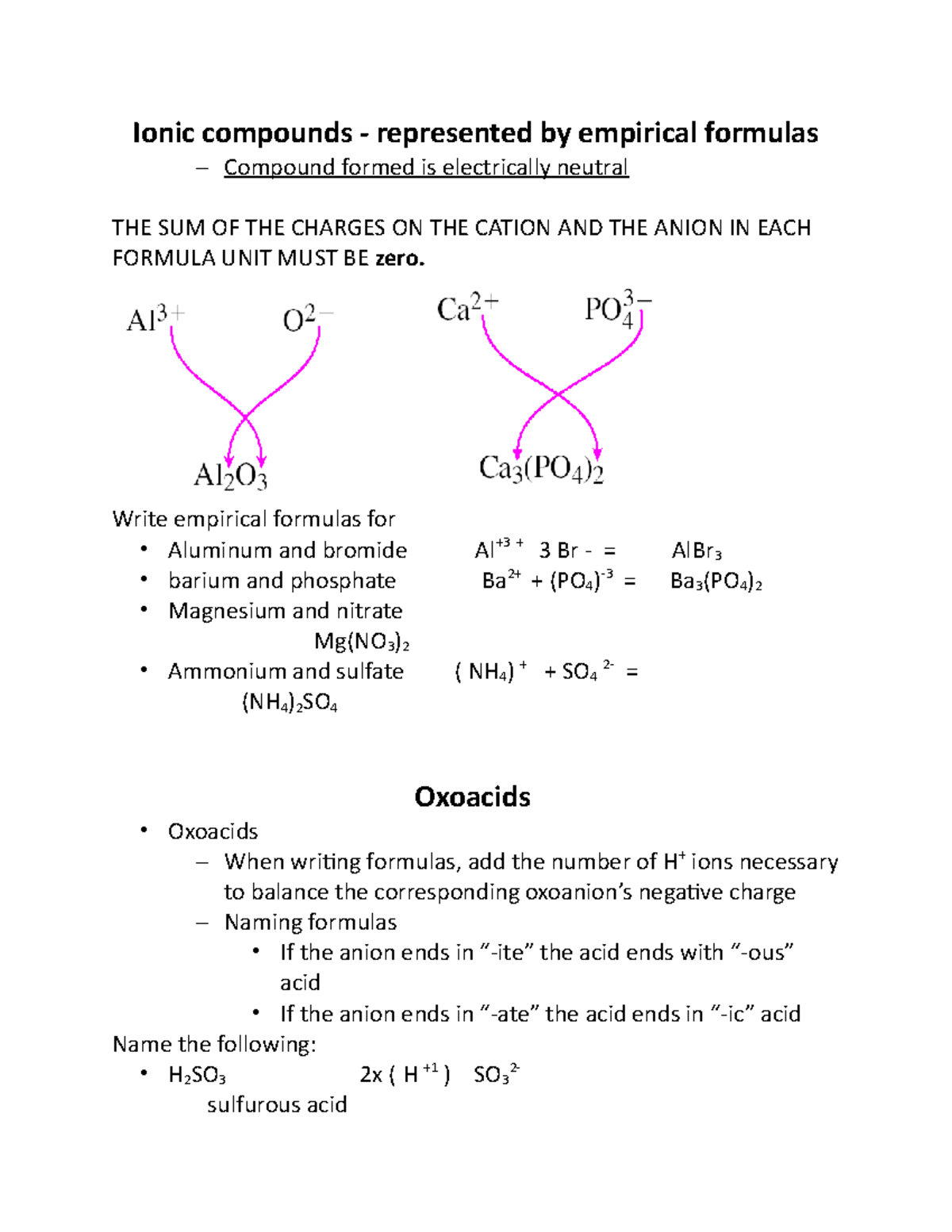 Chapter 4-Ionic compounds, represented by empirical formulas - Ionic compounds - represented by ...