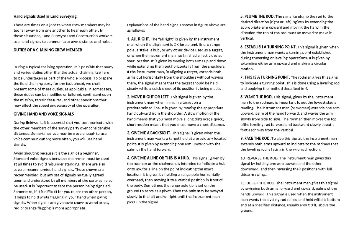 Hand Signals Used in Land Surveying - In these situations, Land ...