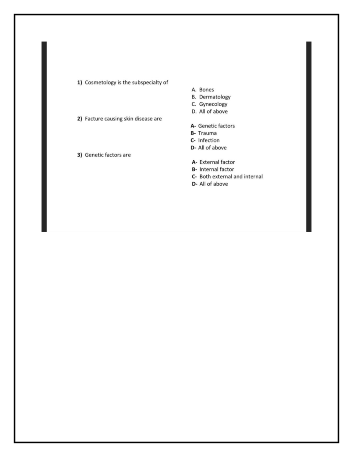 Derma Quiz and Cases - Physiology - Enumerate 1- function of the skin ...