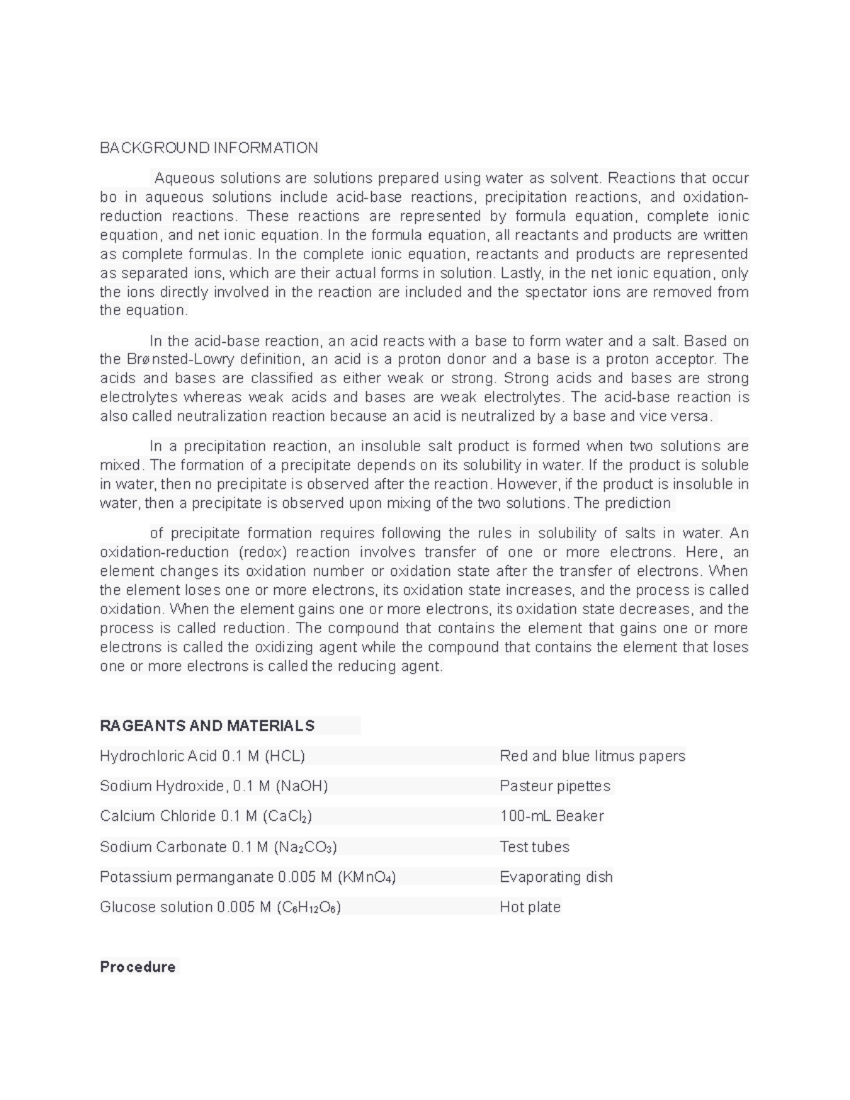 Notes (not yet done) - This is partially done Inorganic organic chem ...