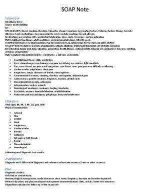 SOAP Note - Condensed SOAP note with brief explanations - Bates' Guide ...