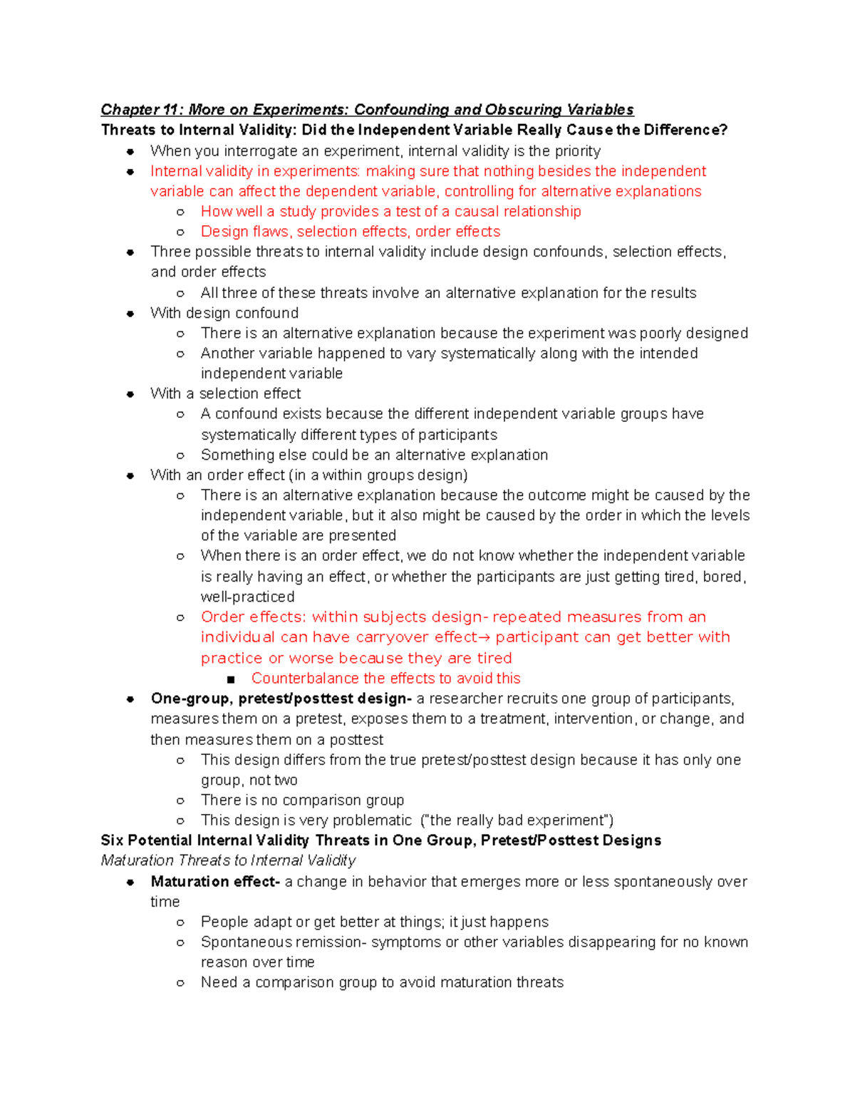 Ch11 - PSYC3980 with Trina Cyterski - Chapter 11: More on Experiments: Confounding and Obscuring ...