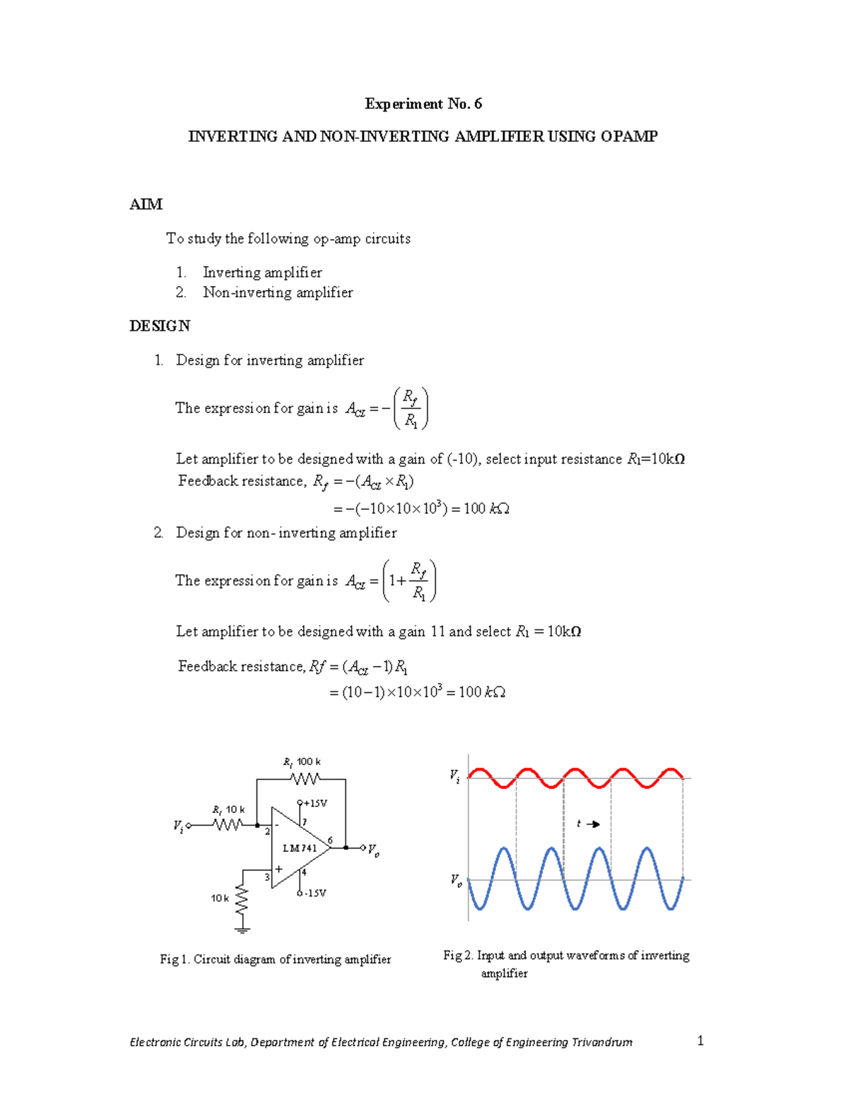 06-Inv noninv amp - Electronic Circuits Lab, Department of Electrical ...
