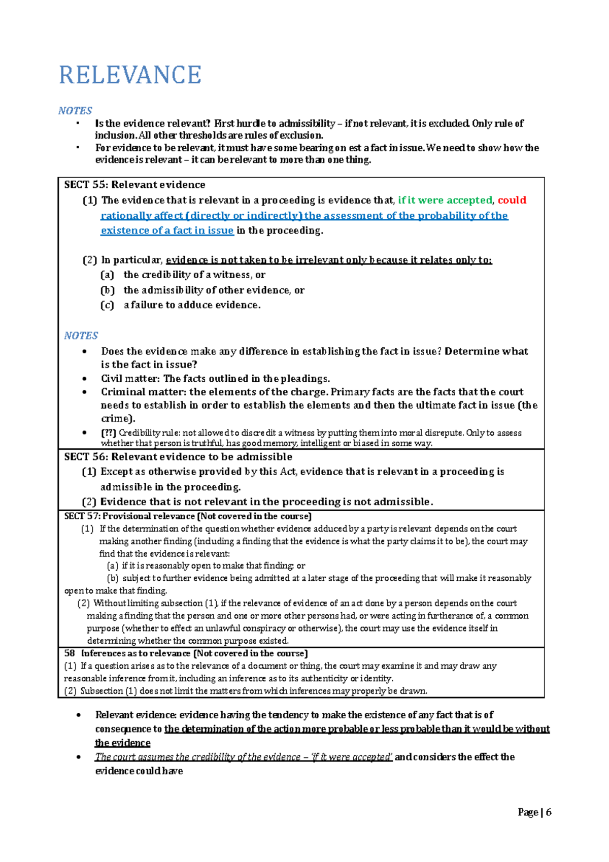 evidence topic relevance - RELEVANCE NOTES Is the evidence relevant ...