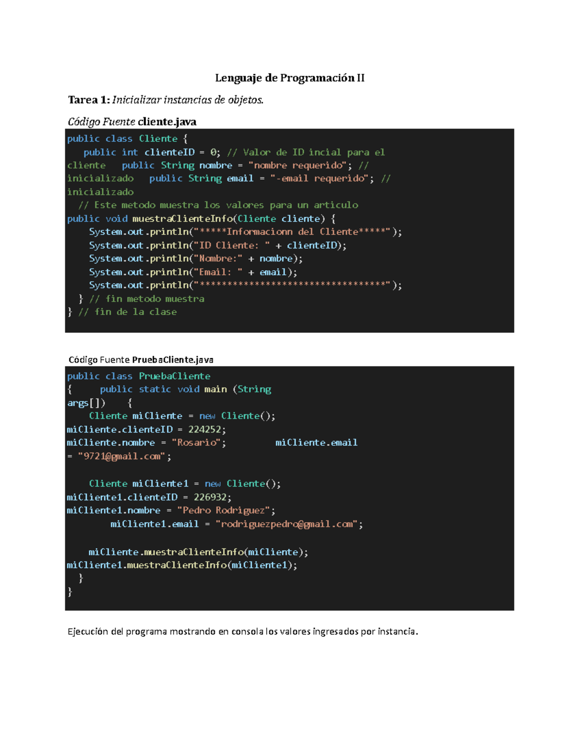 LEER - .... - Lenguaje de Programación II Tarea 1: Inicializar ...