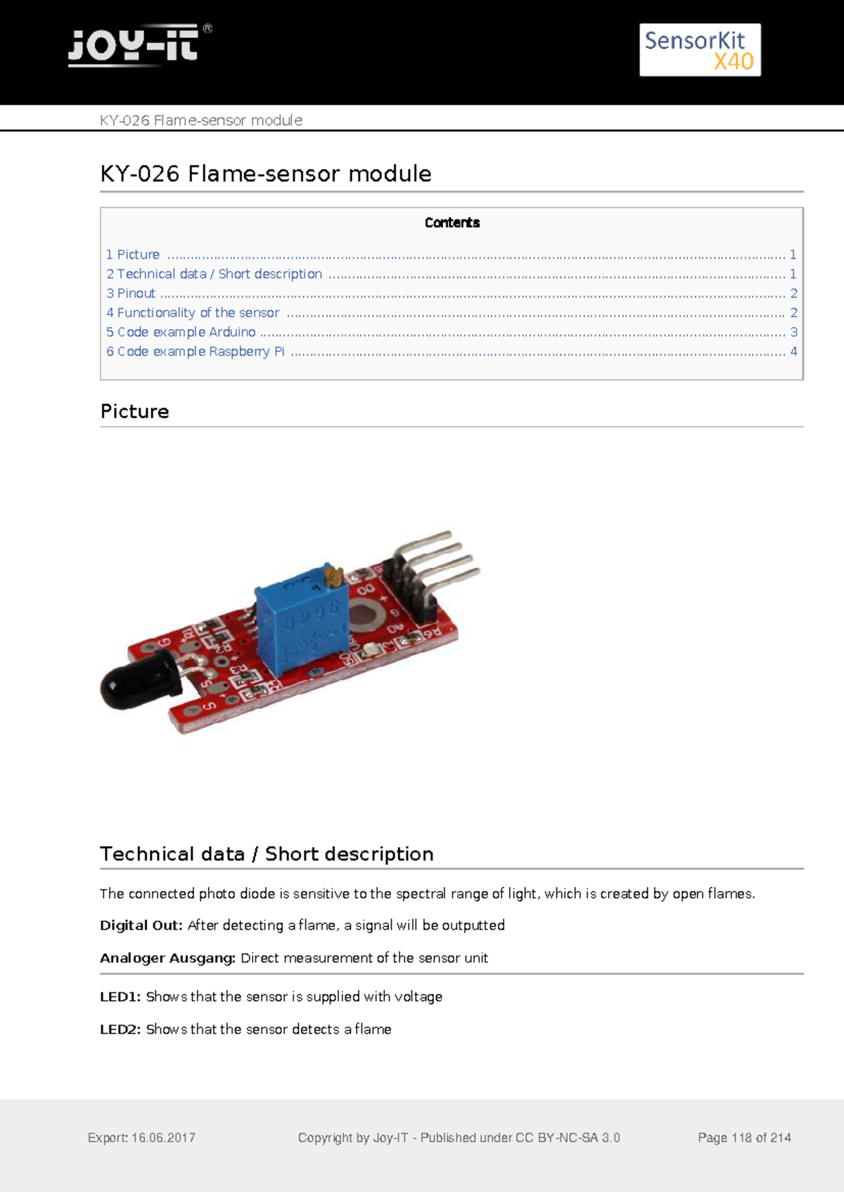 KY-026 - hoja de especificación - KY-026 Flame-sensor module Contents 1 ...