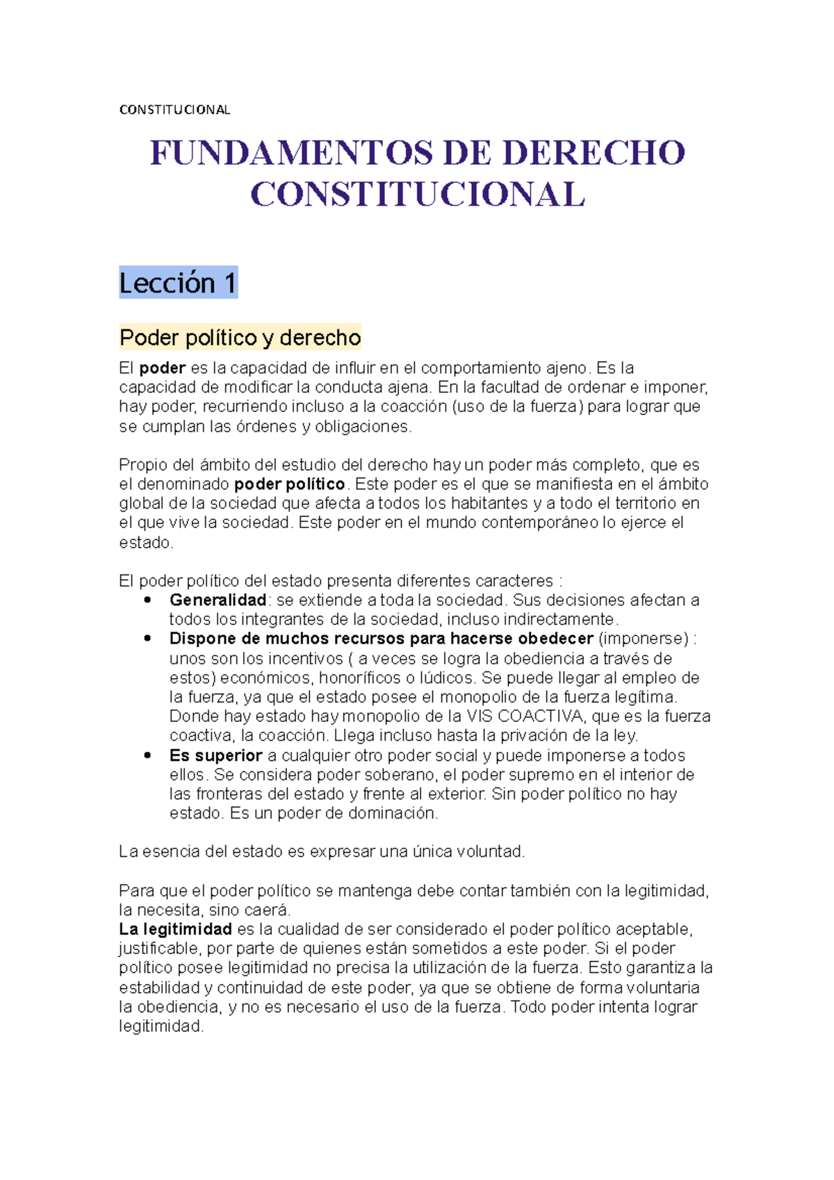Apuntes Constitucional - CONSTITUCIONAL FUNDAMENTOS DE DERECHO ...