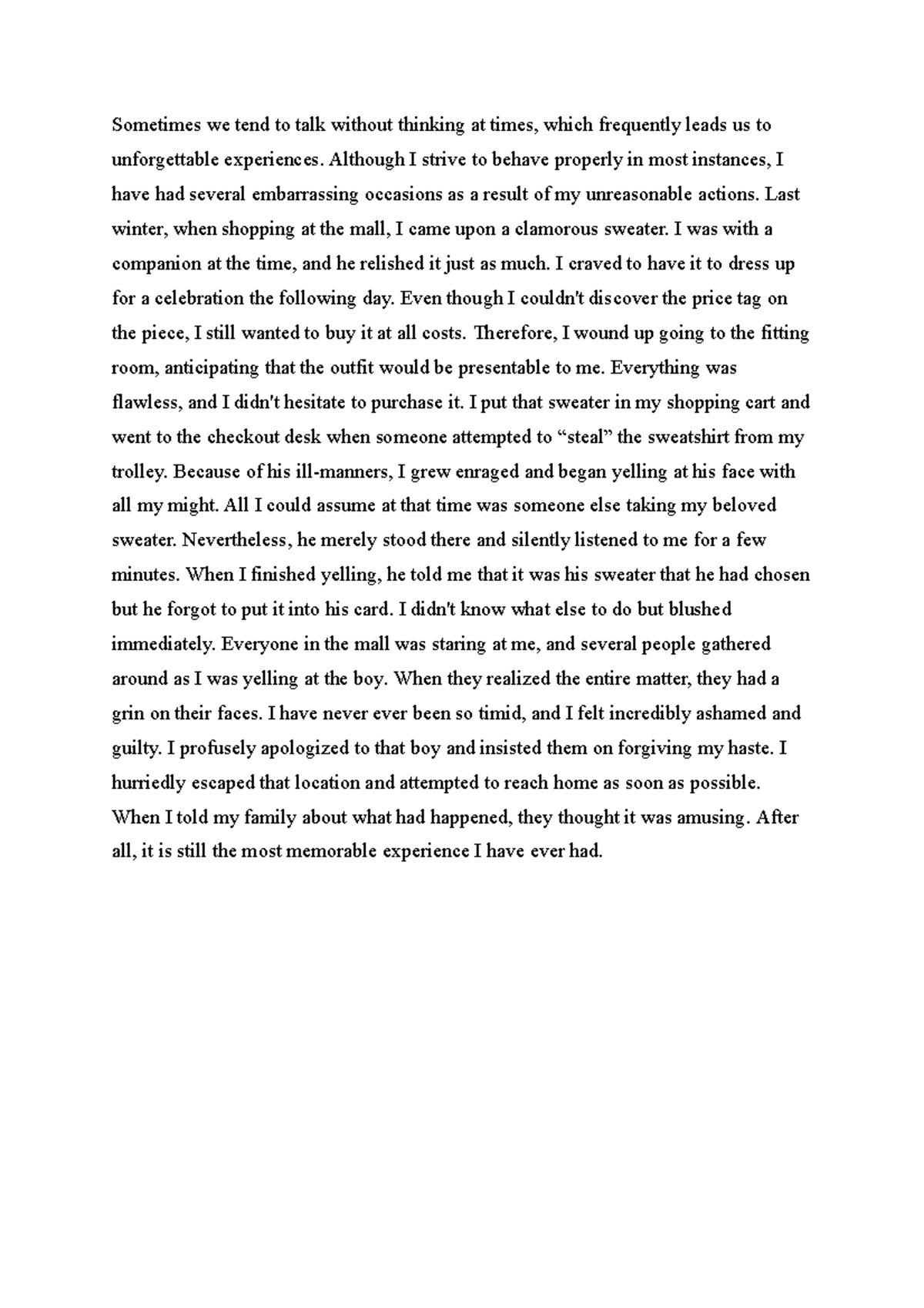 Writing 1 - SAdasdasd - Sometimes we tend to talk without thinking at ...