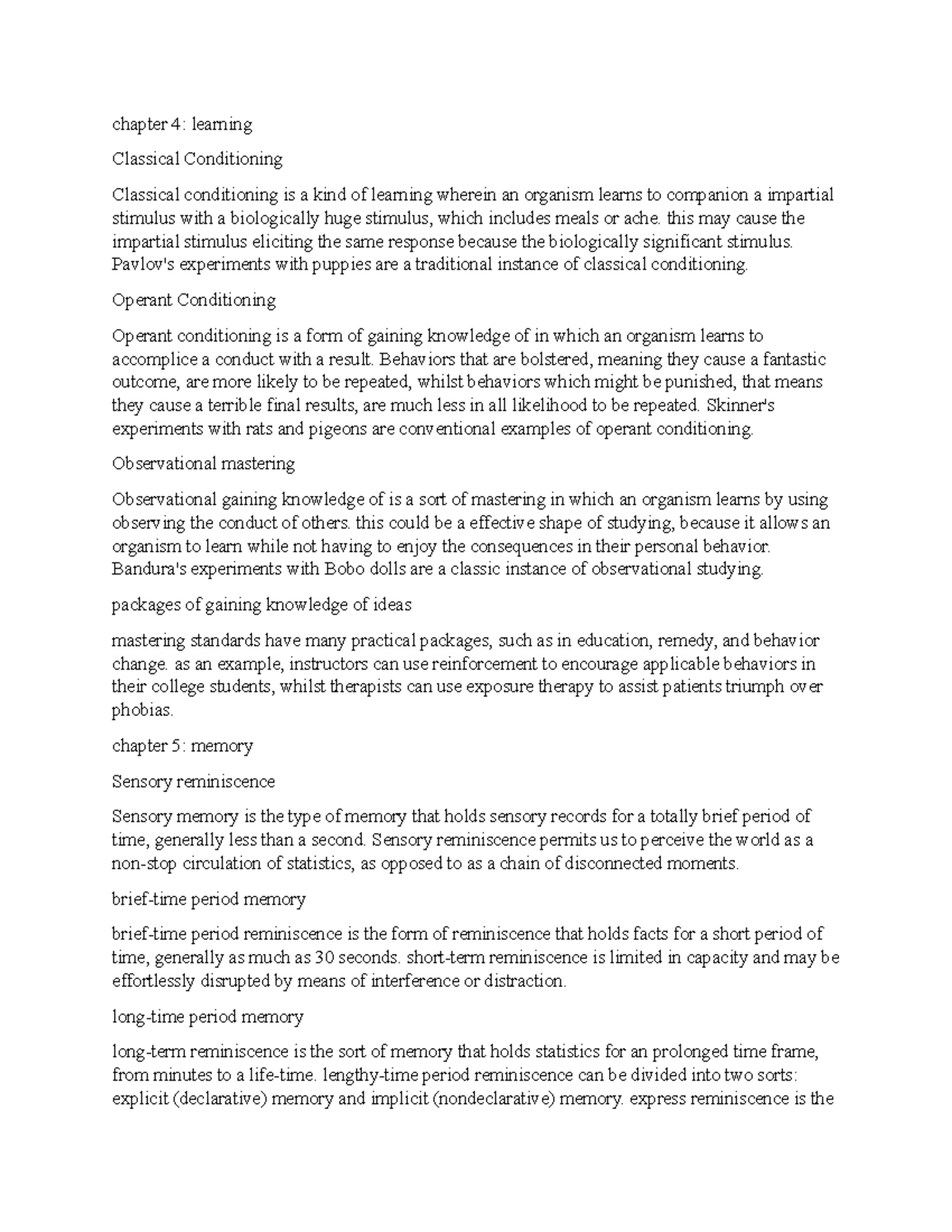 Chapters 4, 5, and 6. - chapter 4: learning Classical Conditioning Classical conditioning is a ...