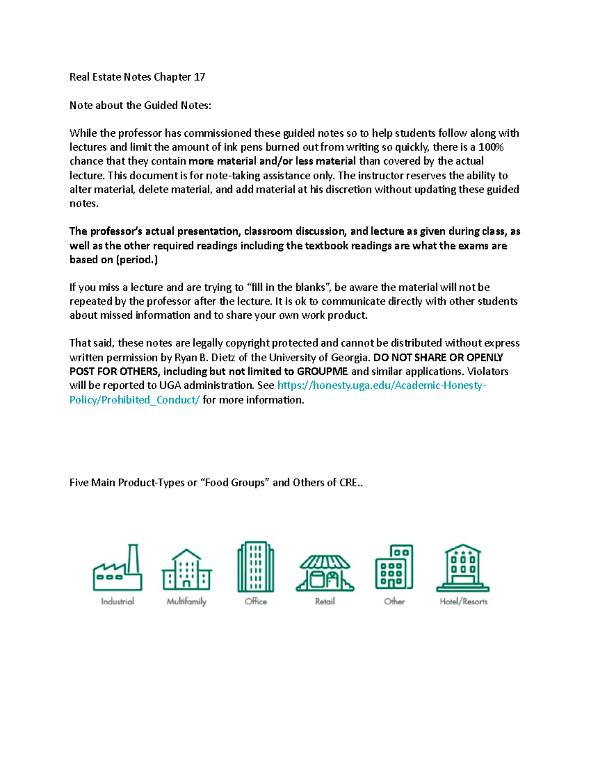 REAL4000 Notes 17 - Real Estate Notes Chapter 17 Note about the Guided ...