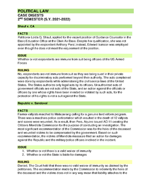Political law case digest 1 - POLITICAL LAW CASE DIGESTS 2 ND SEMESTER ...