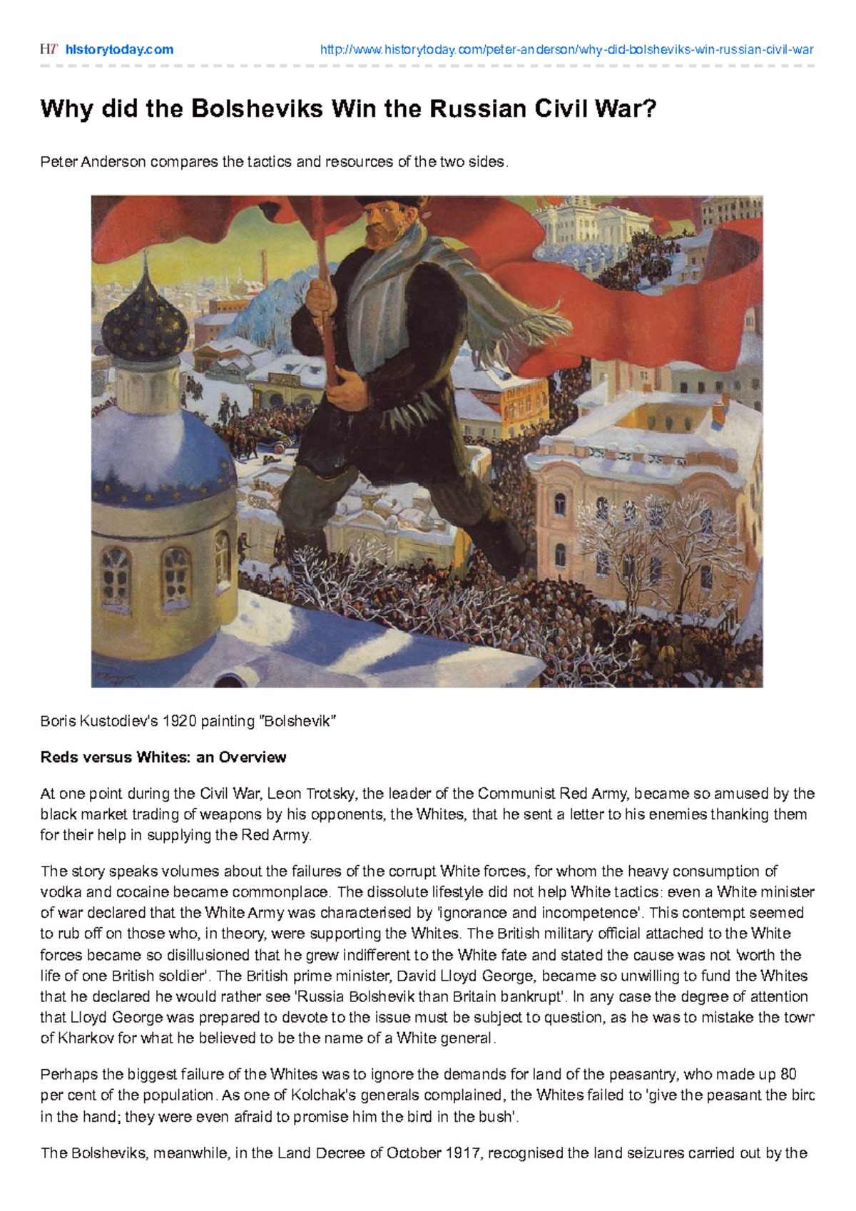 Russian civil war info - historytoday - Studocu