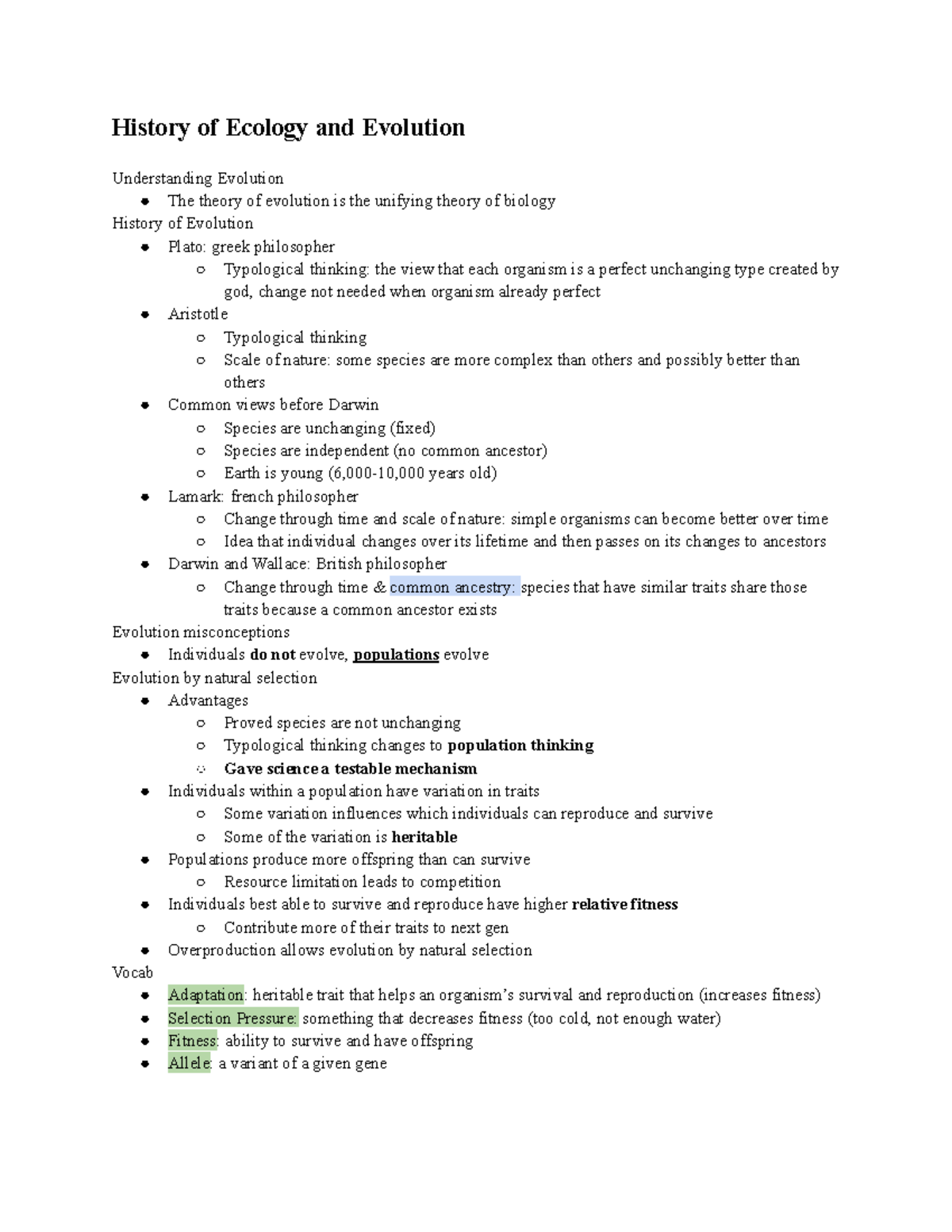 Ecology and Evolution History - History of Ecology and Evolution ...