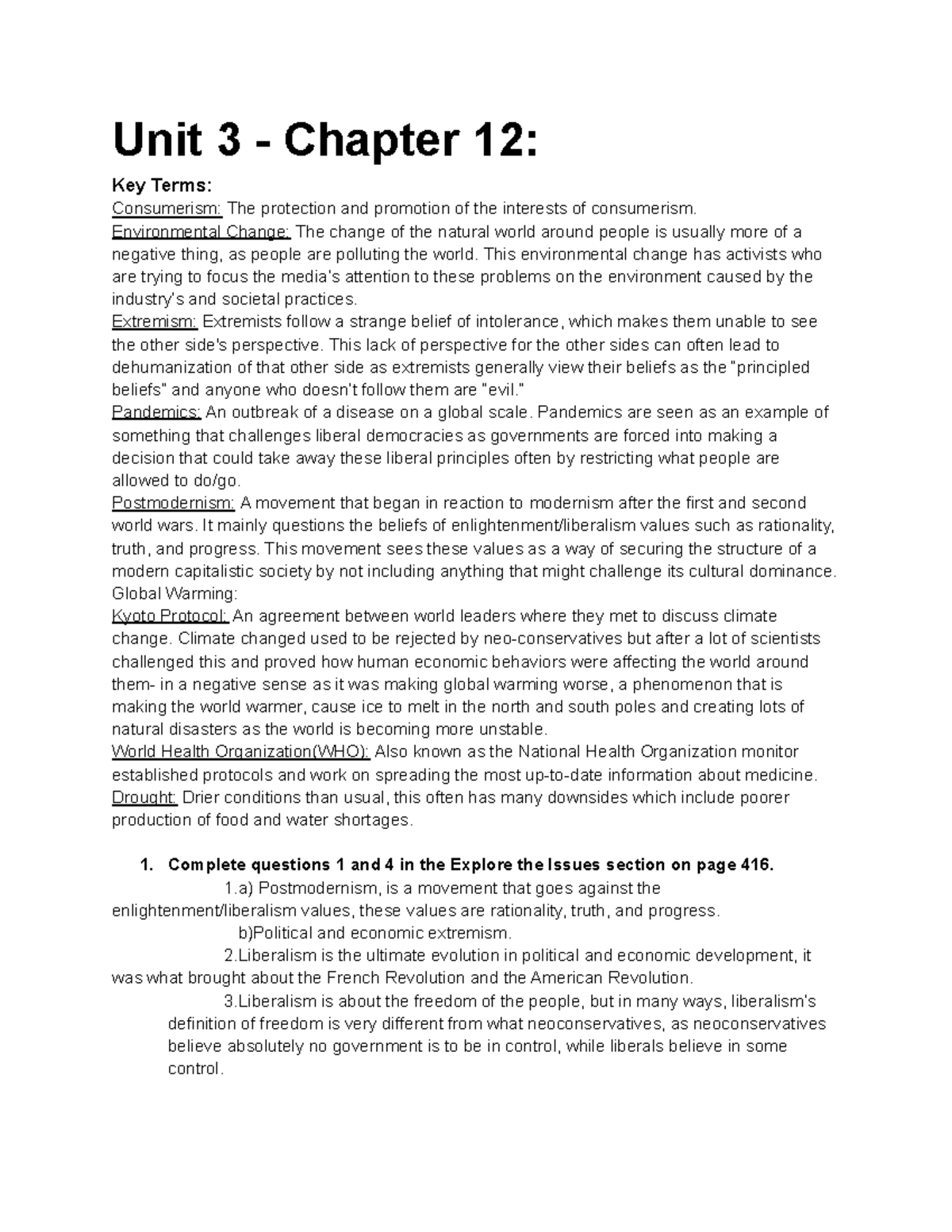 Unit 3 - Chapter 12 - Unit 3 - Chapter 12: Key Terms: Consumerism: The protection and promotion ...