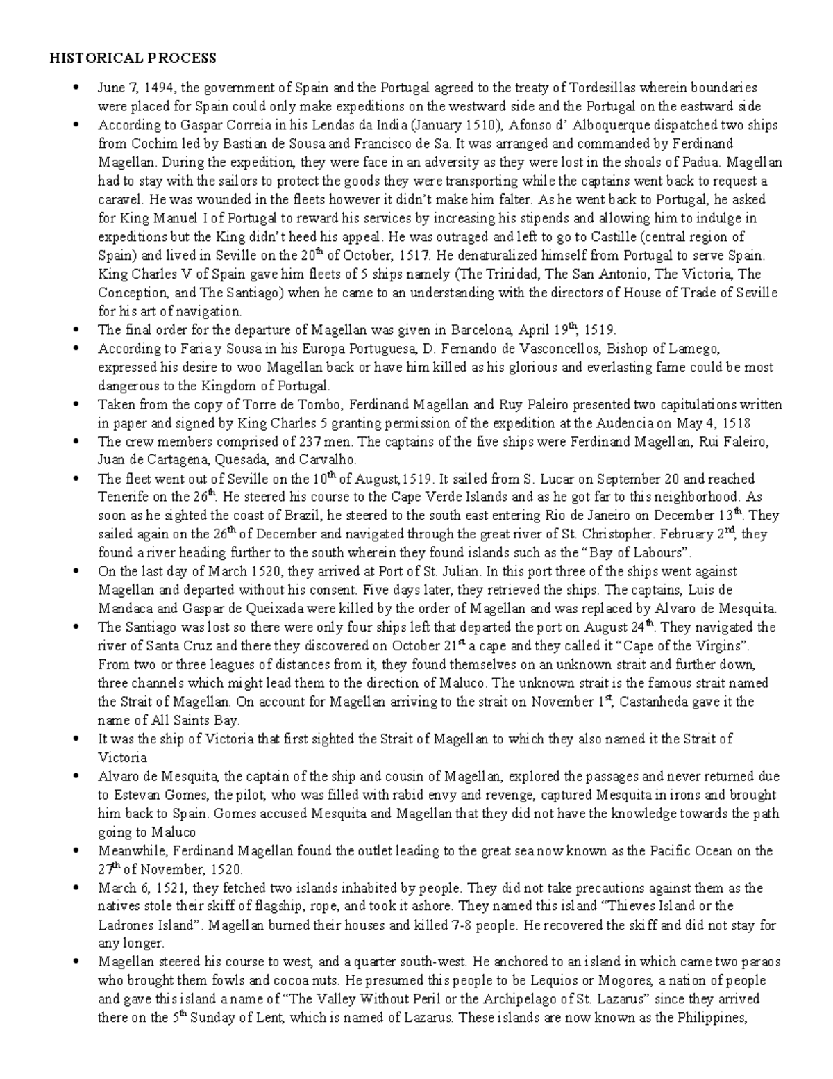 Historical Process - HISTORICAL PROCESS June 7, 1494, the government of ...