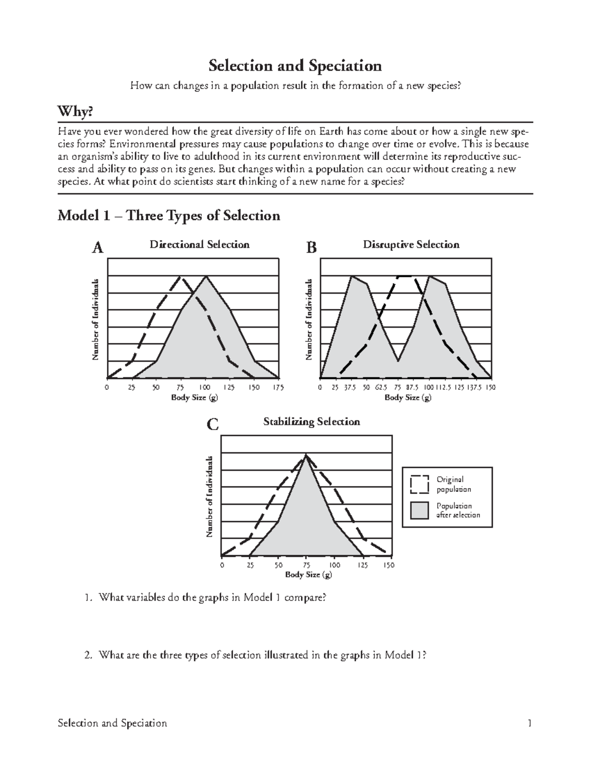 21 Selection and Speciation-S - This is because an organism’s ability to live to adulthood in ...