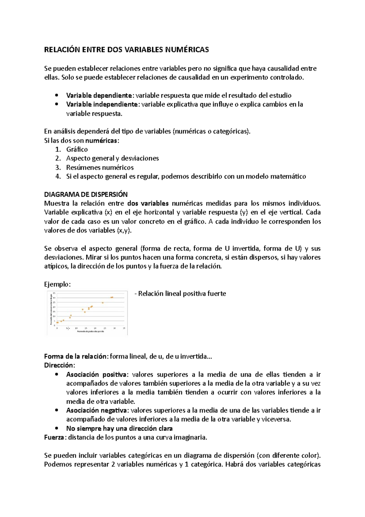 Semana 5 - apunts classe - RELACIÓN ENTRE DOS VARIABLES NUMÉRICAS Se ...
