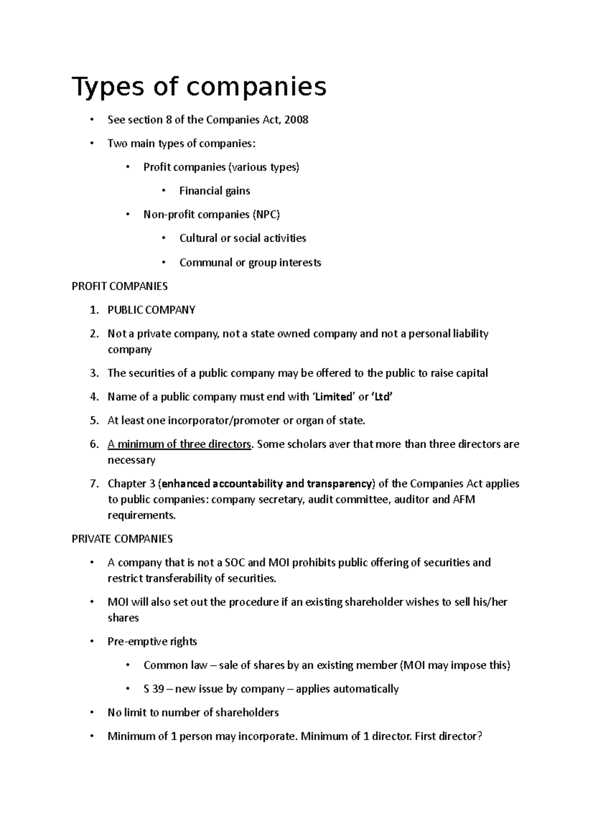 Types of companies - Types of companies See section 8 of the Companies ...