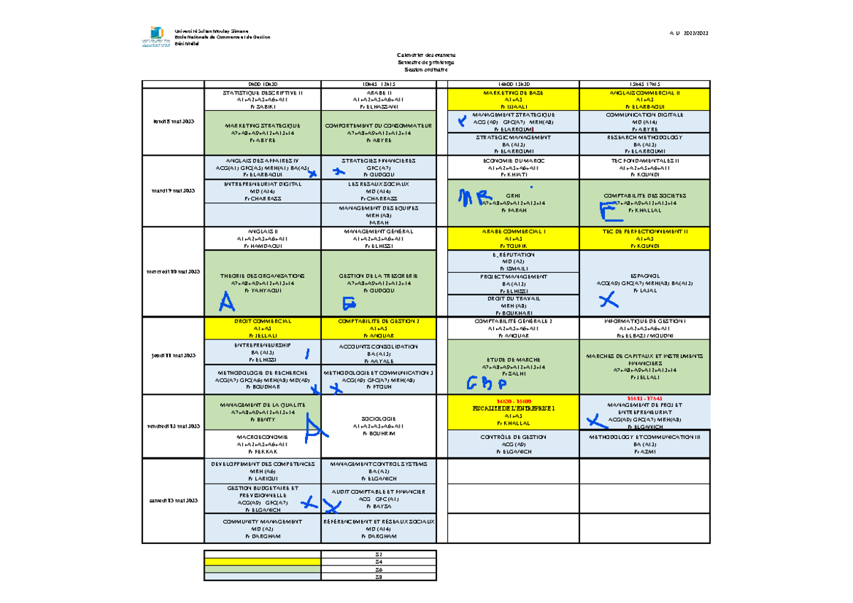 Planning-des-examens S2 S4 S6 S8semestre printemps 2022 2023 V3 - A ...