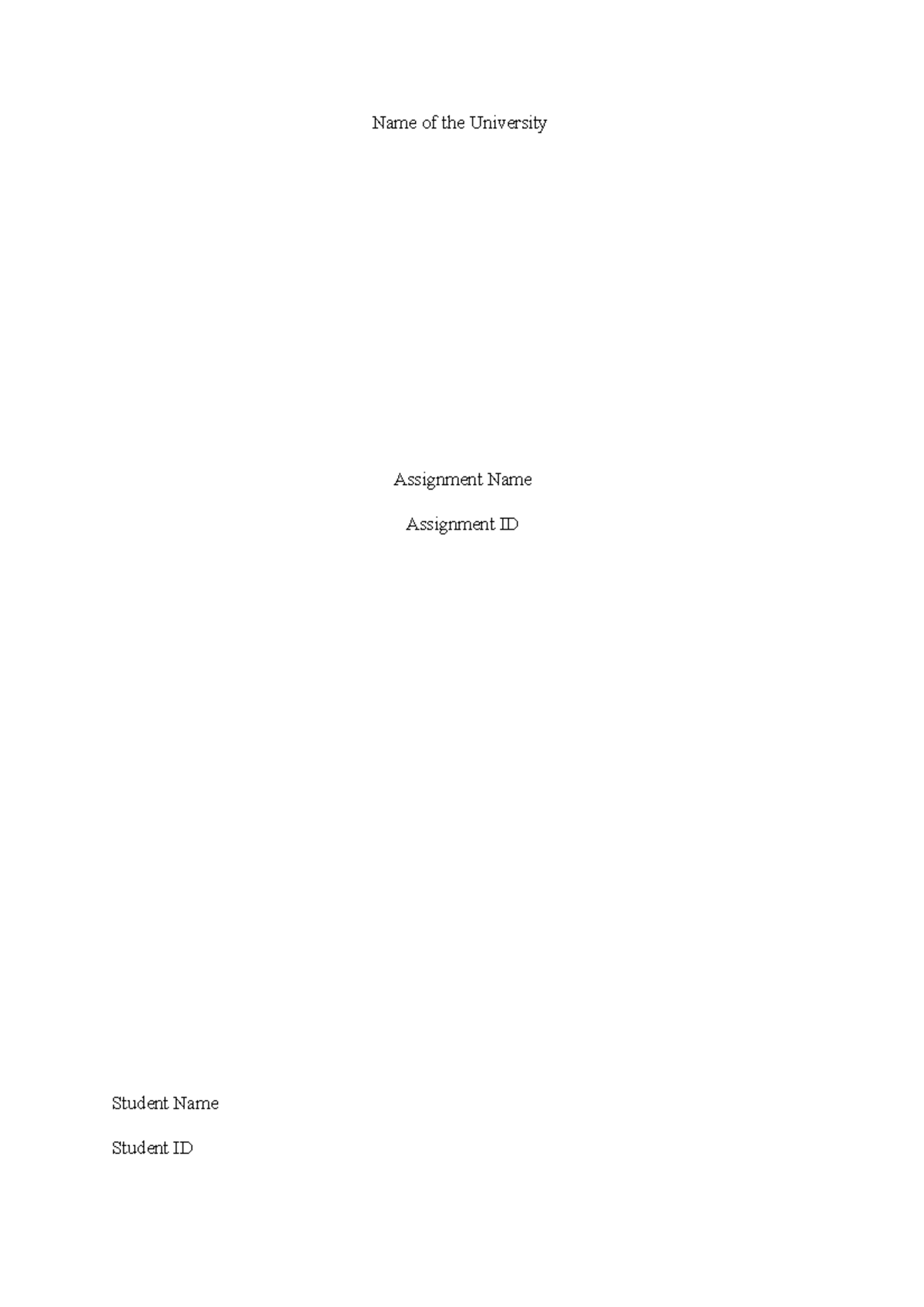 Student assistance project - Name of the University Assignment Name ...