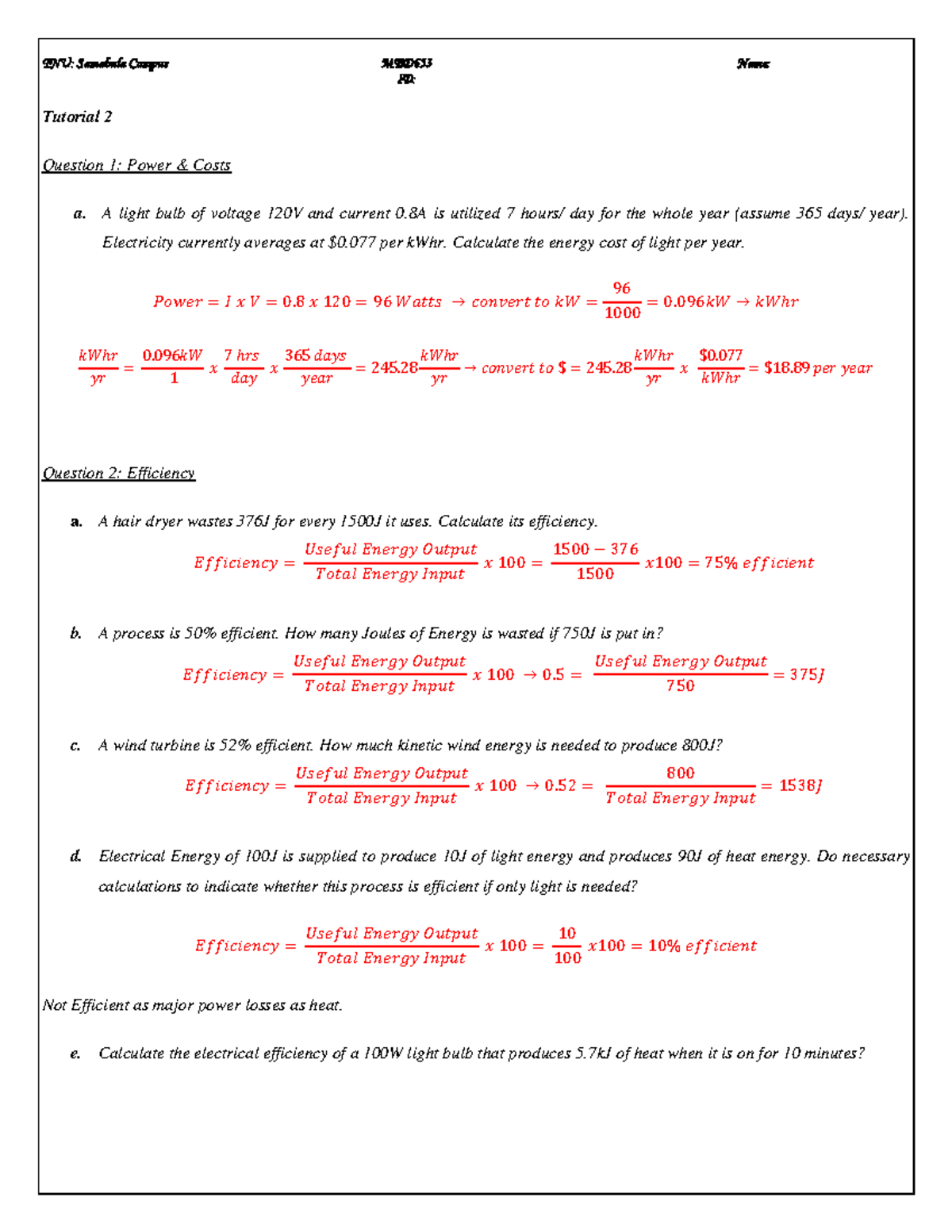 Tutorial 2 - FNU: Samabula Campus MED653 Name: ID: Tutorial 2 Question ...