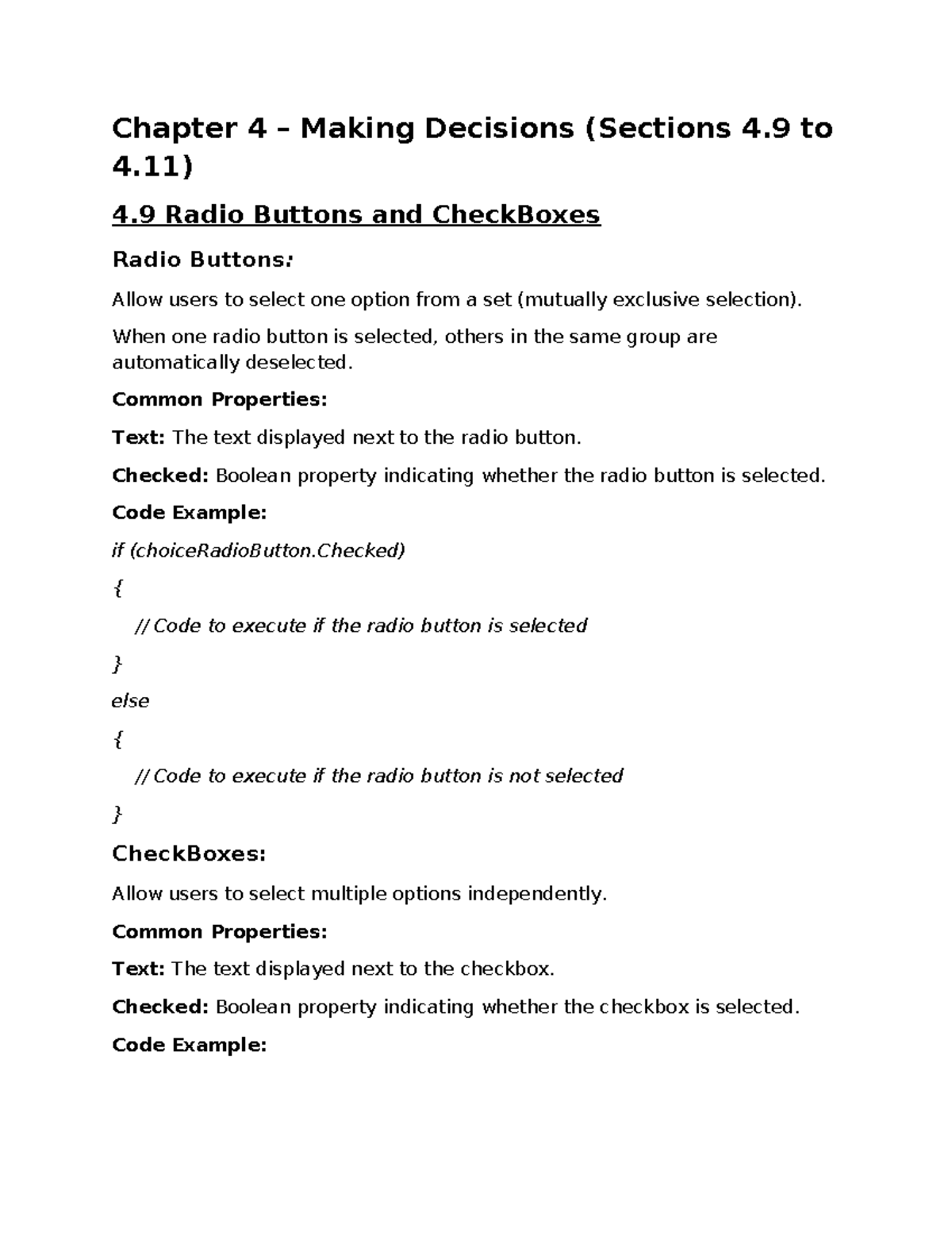 Chapter 4 – Making Decisions (Sections 4.9 to 4.11) -Study Notes ...