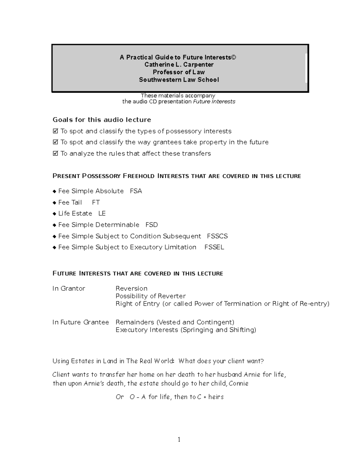 Future Interests Law and Practice - A Practical Guide to Future ...