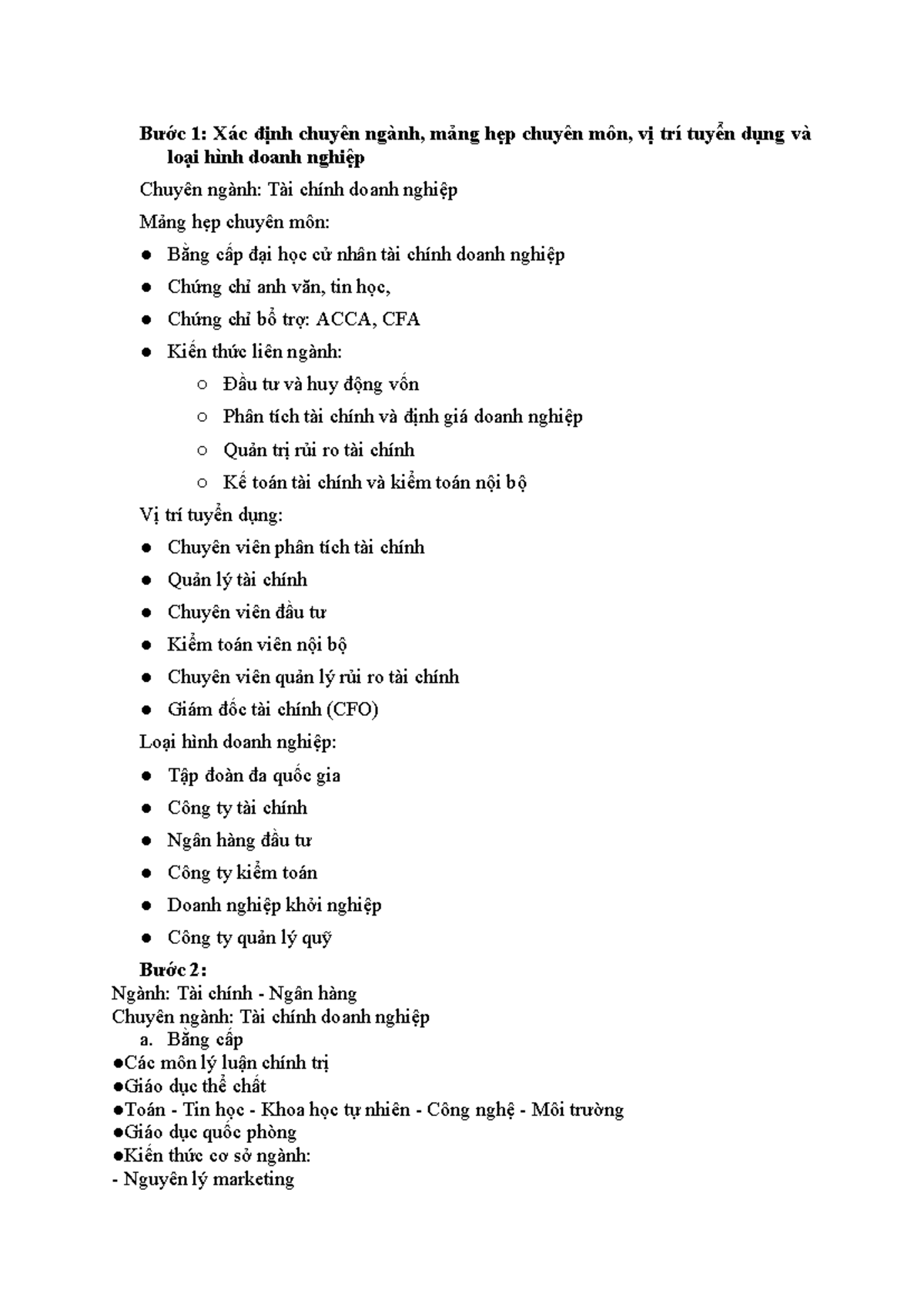 KPBT BT 24 6 - Bt knm kpbt - Bước 1: Xác định chuyên ngành, mảng hẹp chuyên môn, vị trí tuyển ...