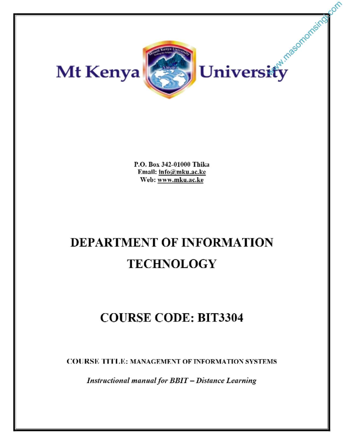 MIS Notes MKU - management information systems module 3 - Diploma n ict ...