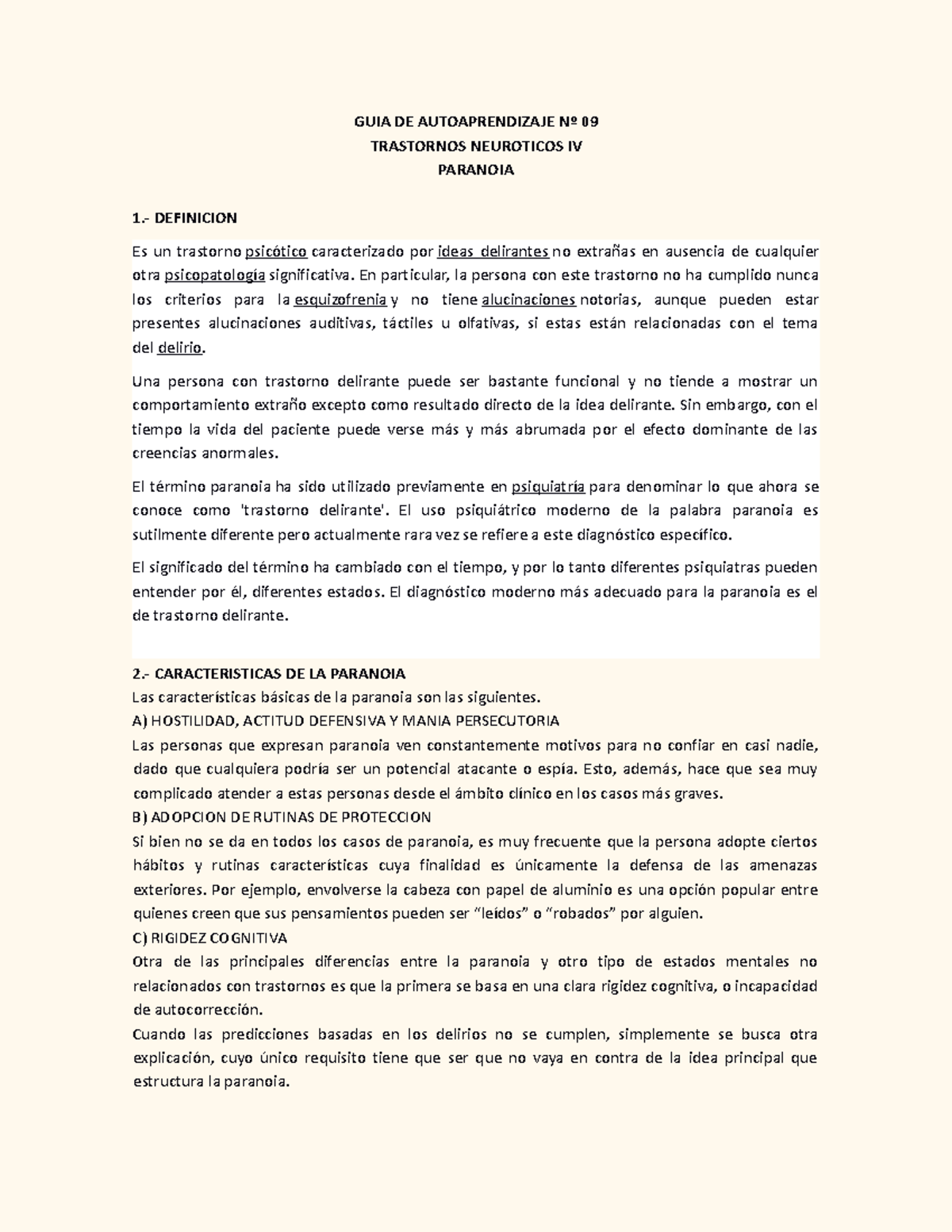 Trastornos Neuroticos IV-1 - GUIA DE AUTOAPRENDIZAJE Nº 09 TRASTORNOS ...