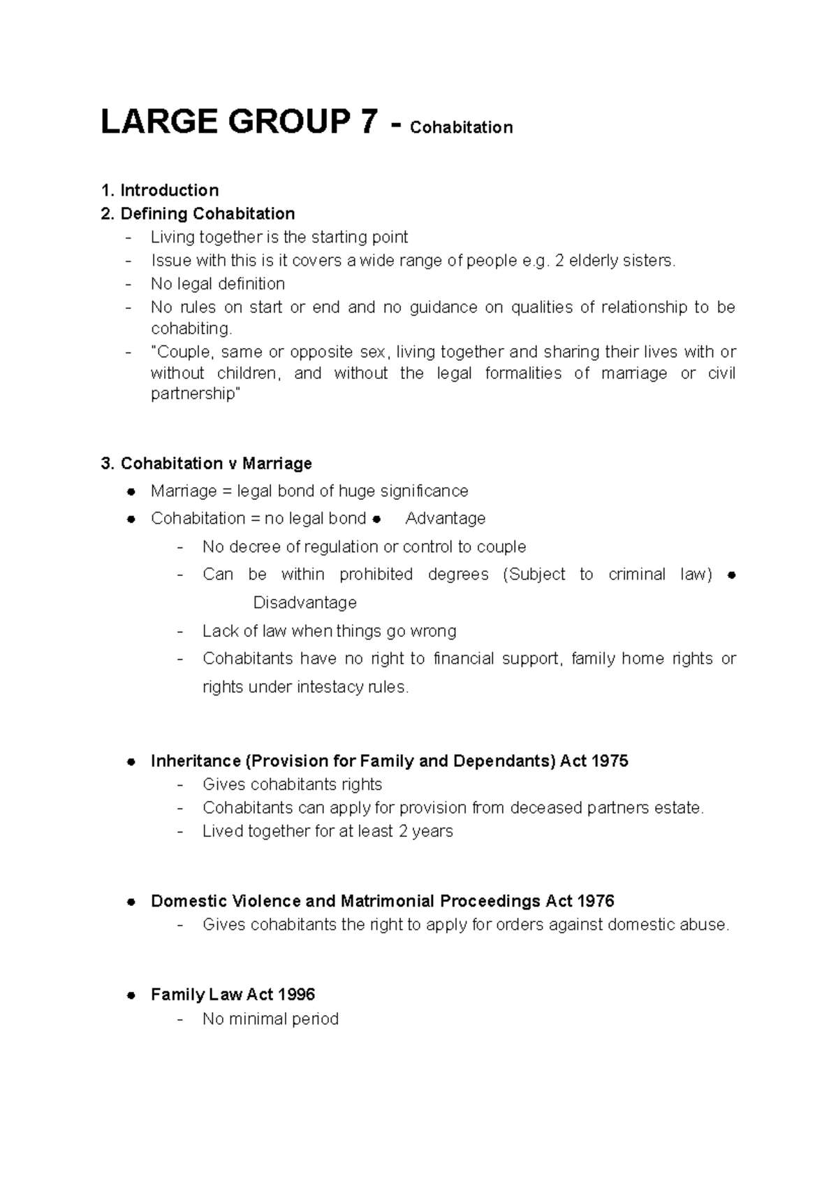 Cohabitation 7 - Lecture notes 7 - Studocu