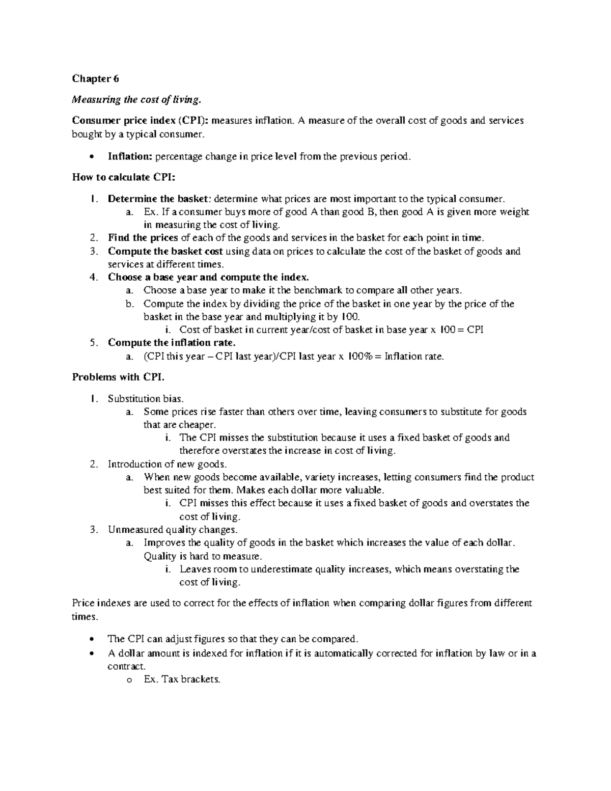 Macroeconomics Chapter 6 - Chapter 6 Measuring the cost of living ...