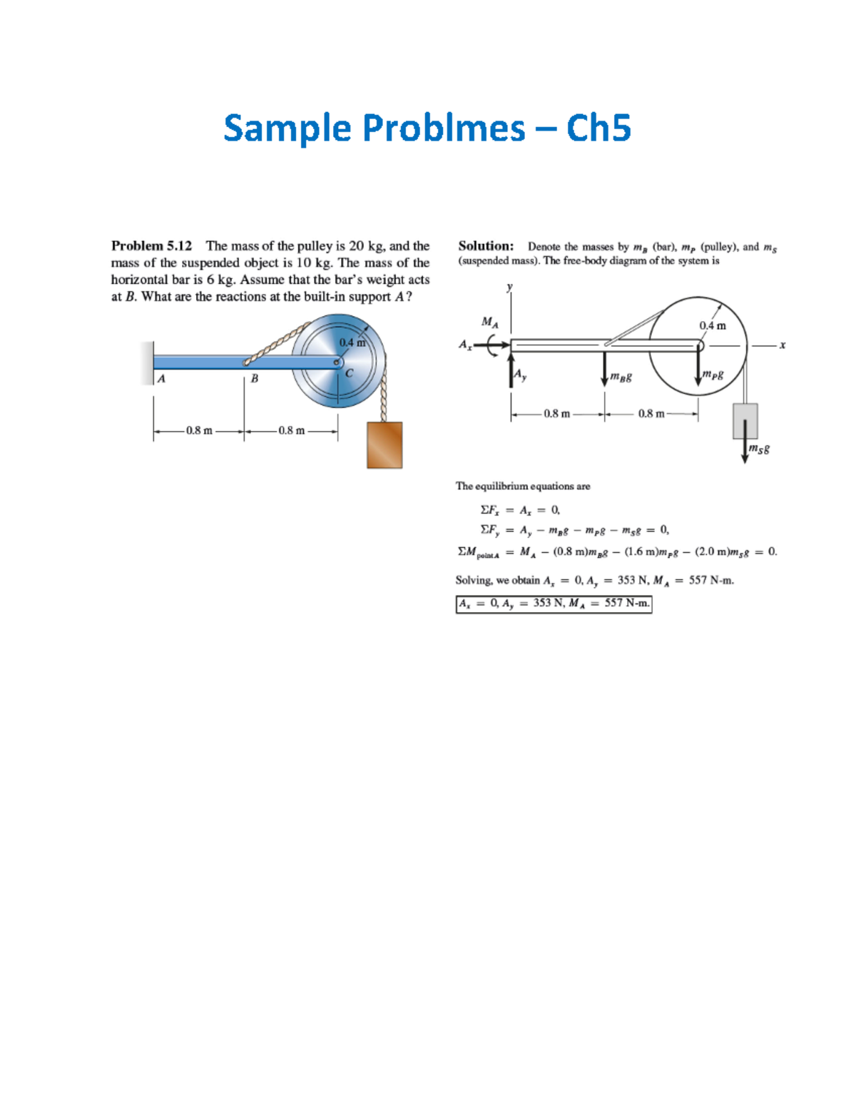 Sample Problems Ch5 - Practice for ch5 - ME 2350 - Sample Problmes – Ch - Studocu