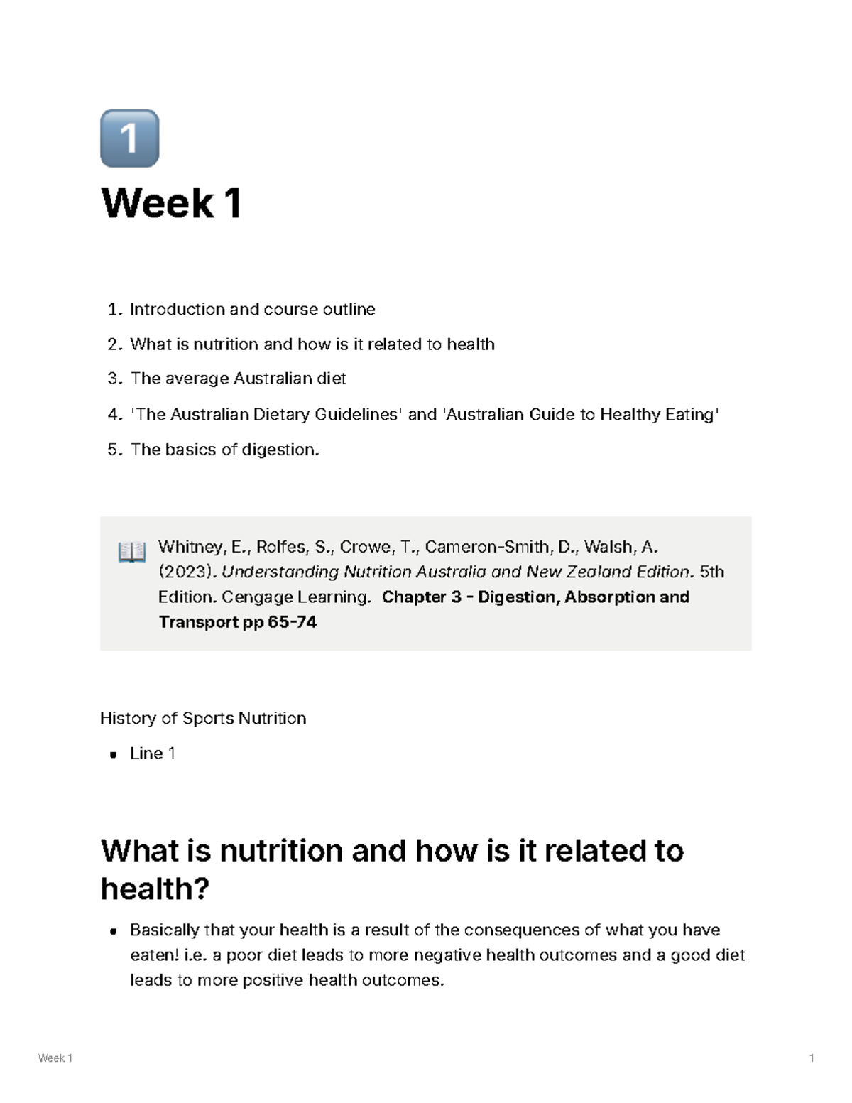 EDGU Week 1 - Diet and Nutrition Week 1 Lecture notes - 󾠮 Week 1 ...