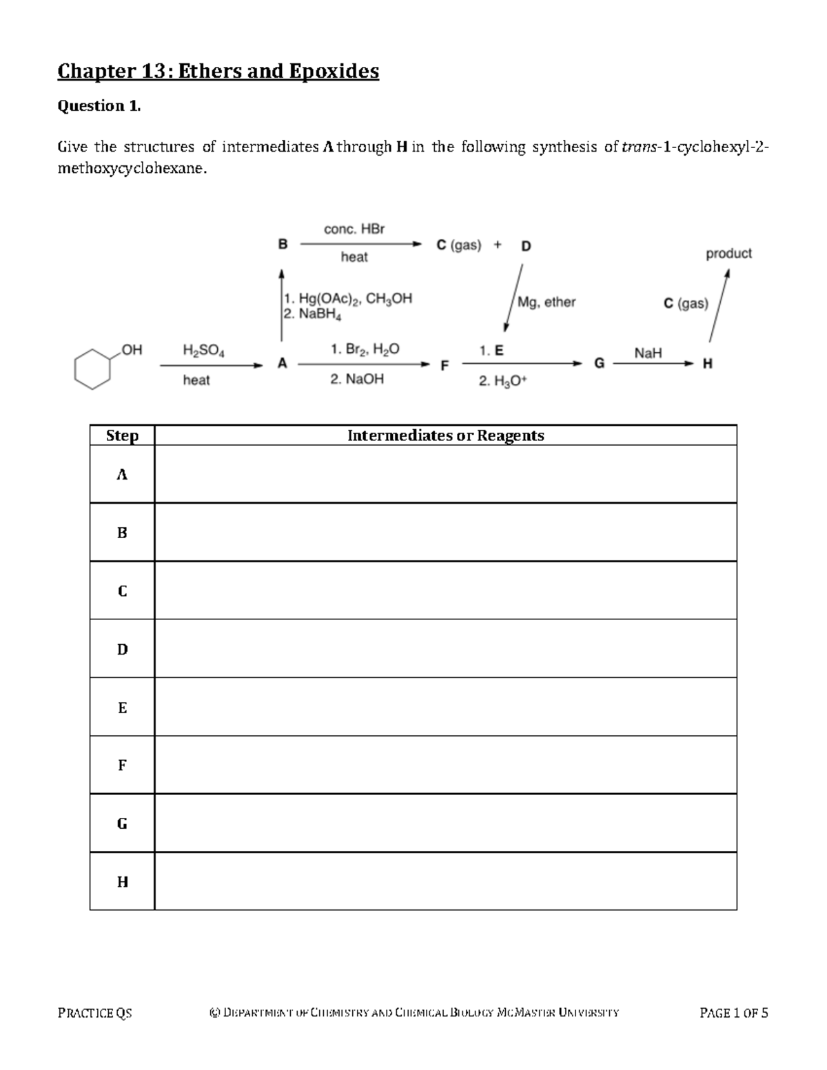 Chapter 13 - Questions - Notes4 - Chapter 13: Ethers and Epoxides ...