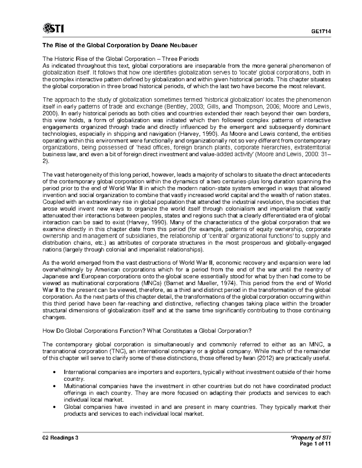 02 Readings 3 The Rise of Global Corporation by Deane - 02 Readings 3 *Property of STI The Rise ...