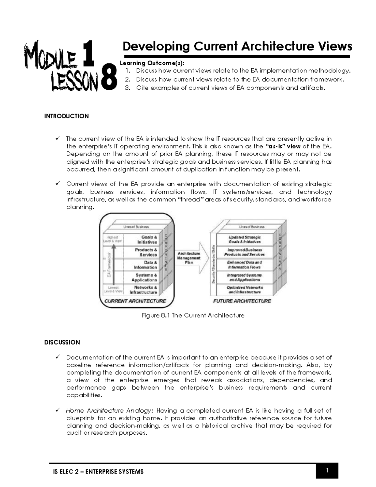 ES - Module 1 Lesson 8 - Week 17 - INTRODUCTION The current view of the ...