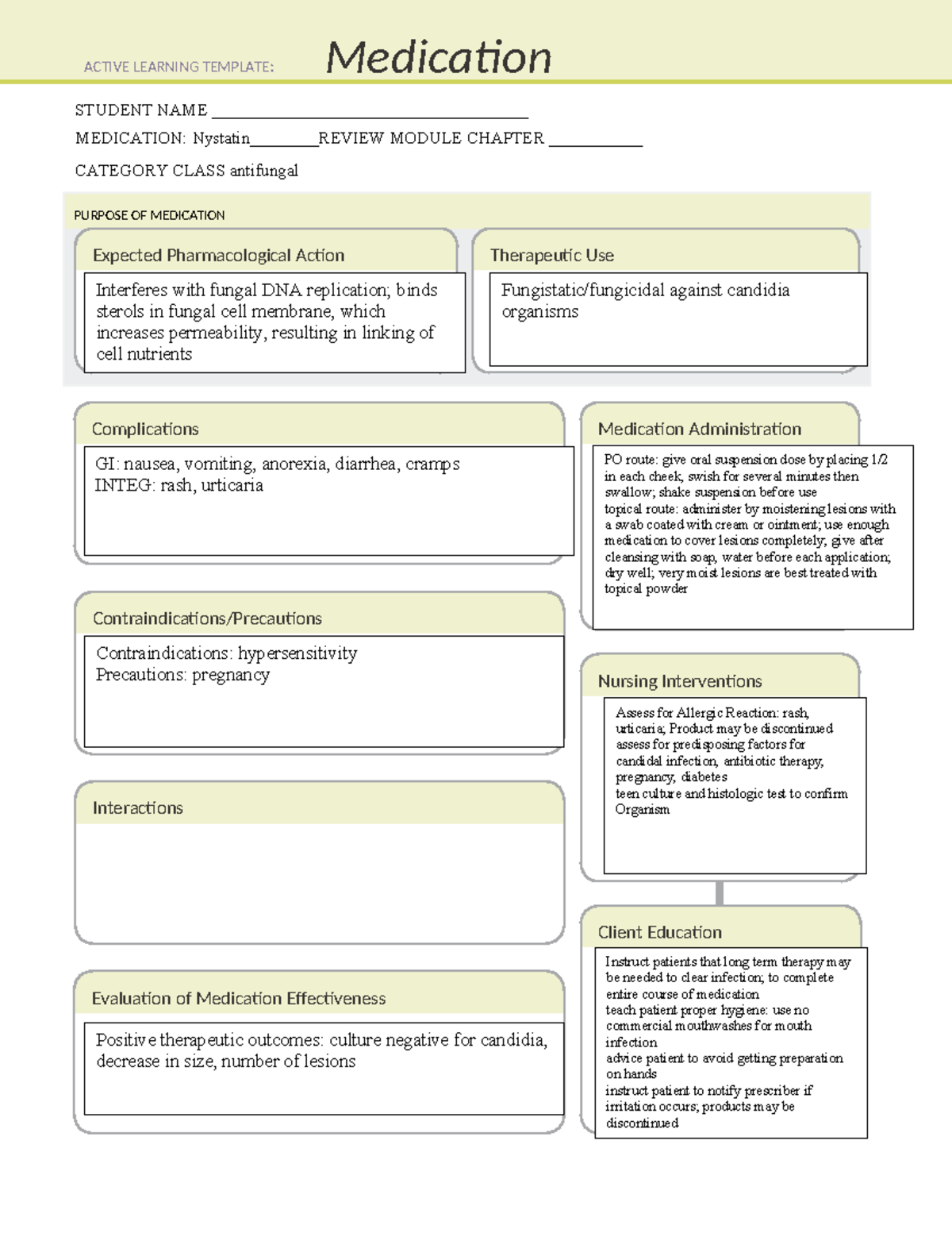 Medication Template-imen mizi - STUDENT NAME ...