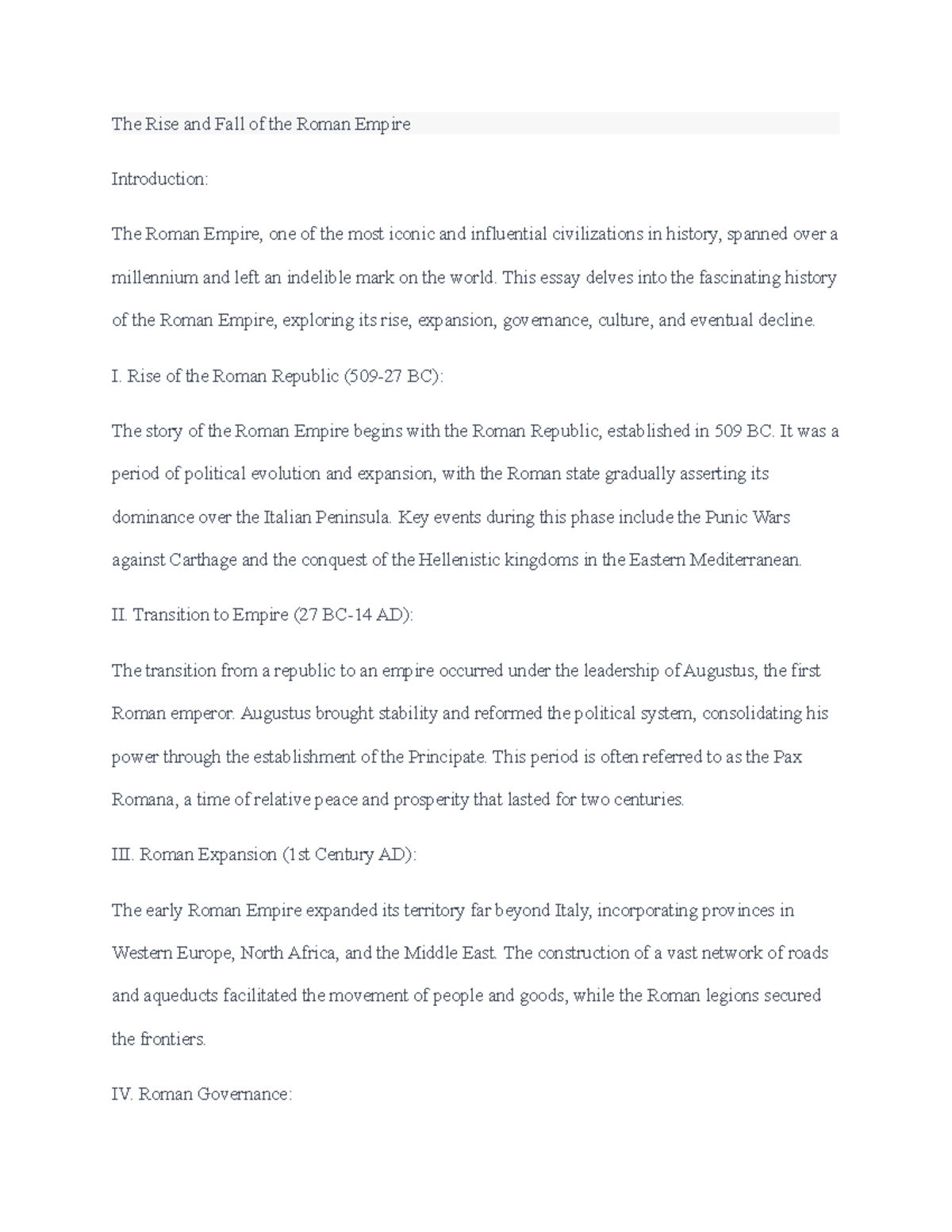 SOC Essay#2 - Copy - Essay for history of the roman empire - The Rise ...