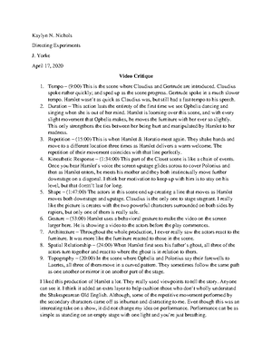 THEA3412 CH1 Response - Rachel Bonner 01/31/ DE THEA-3412-001 S Chapter ...