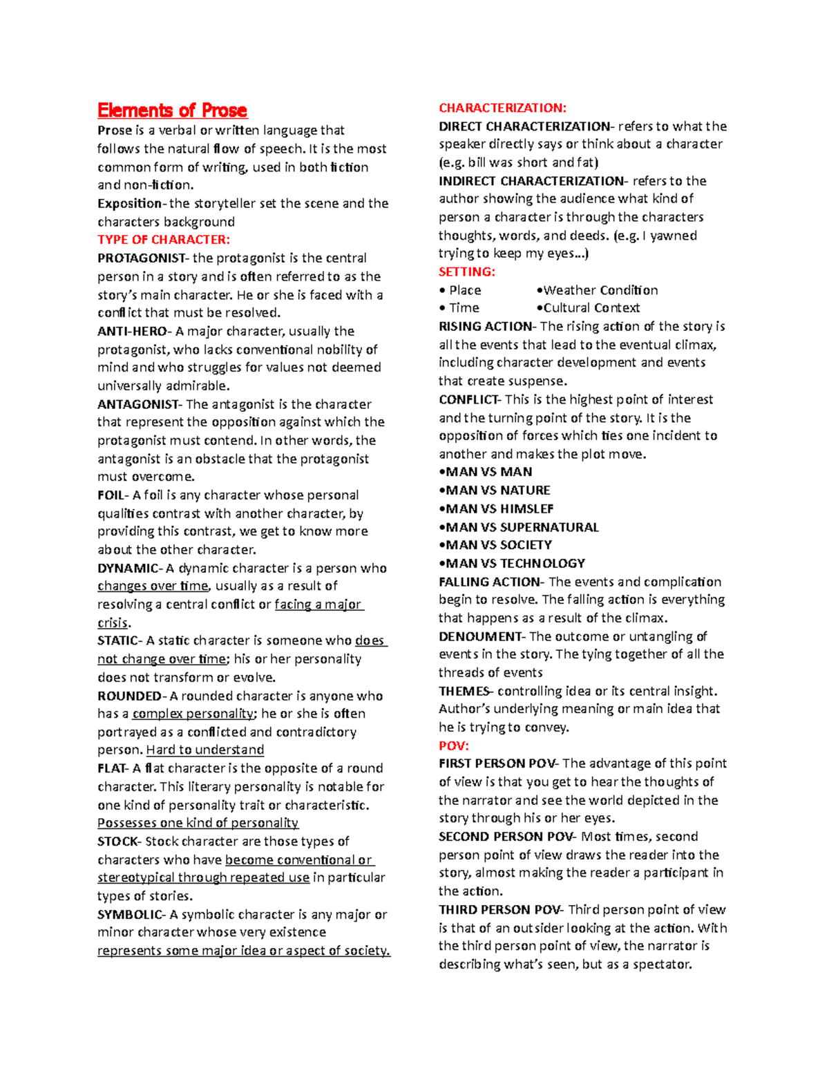 Midterms 21ST Century Literature Reviewer - Elements of Prose Prose is ...